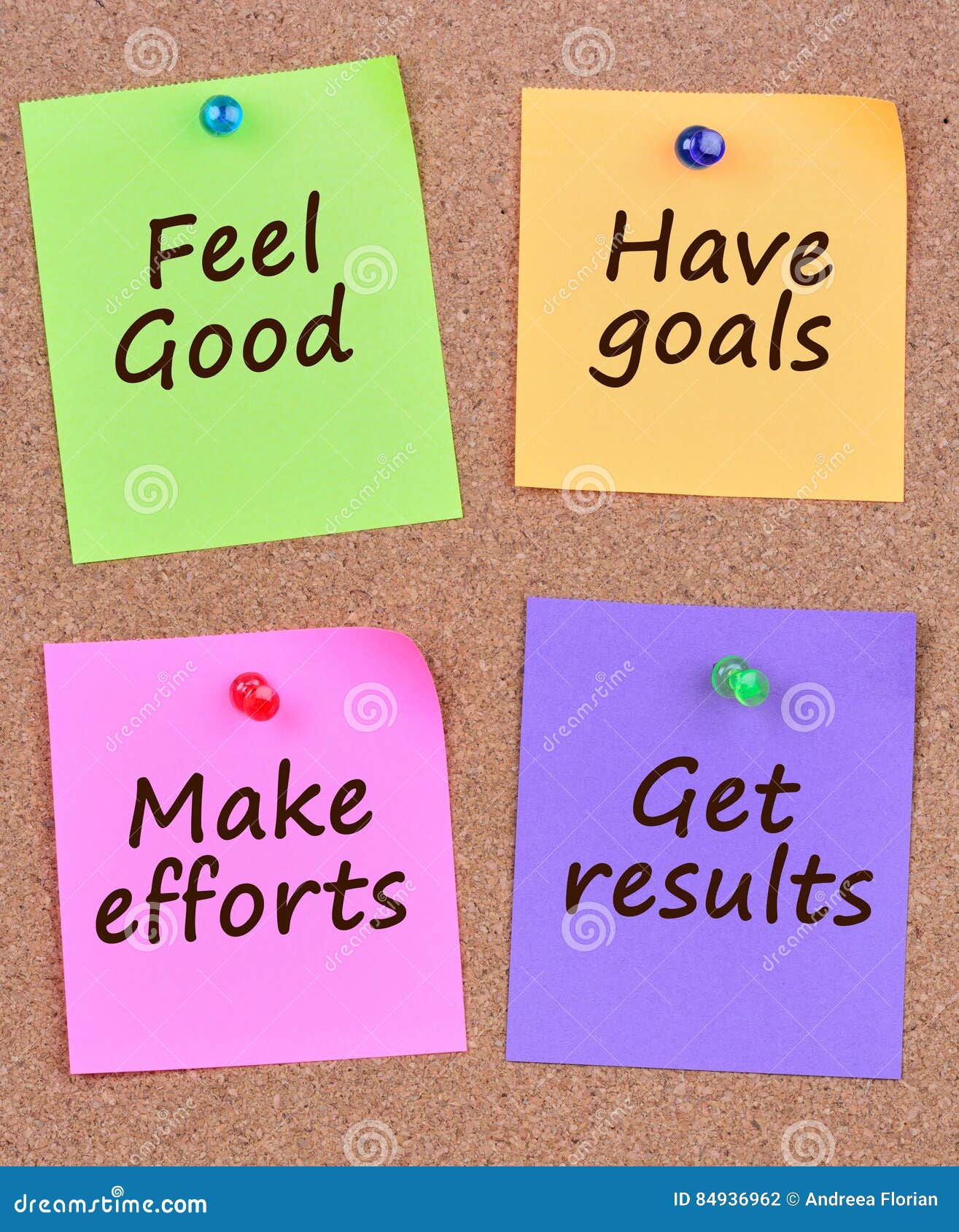 Feel Good Have Goals Make Efforts Get Results on Notes Stock Photo ...