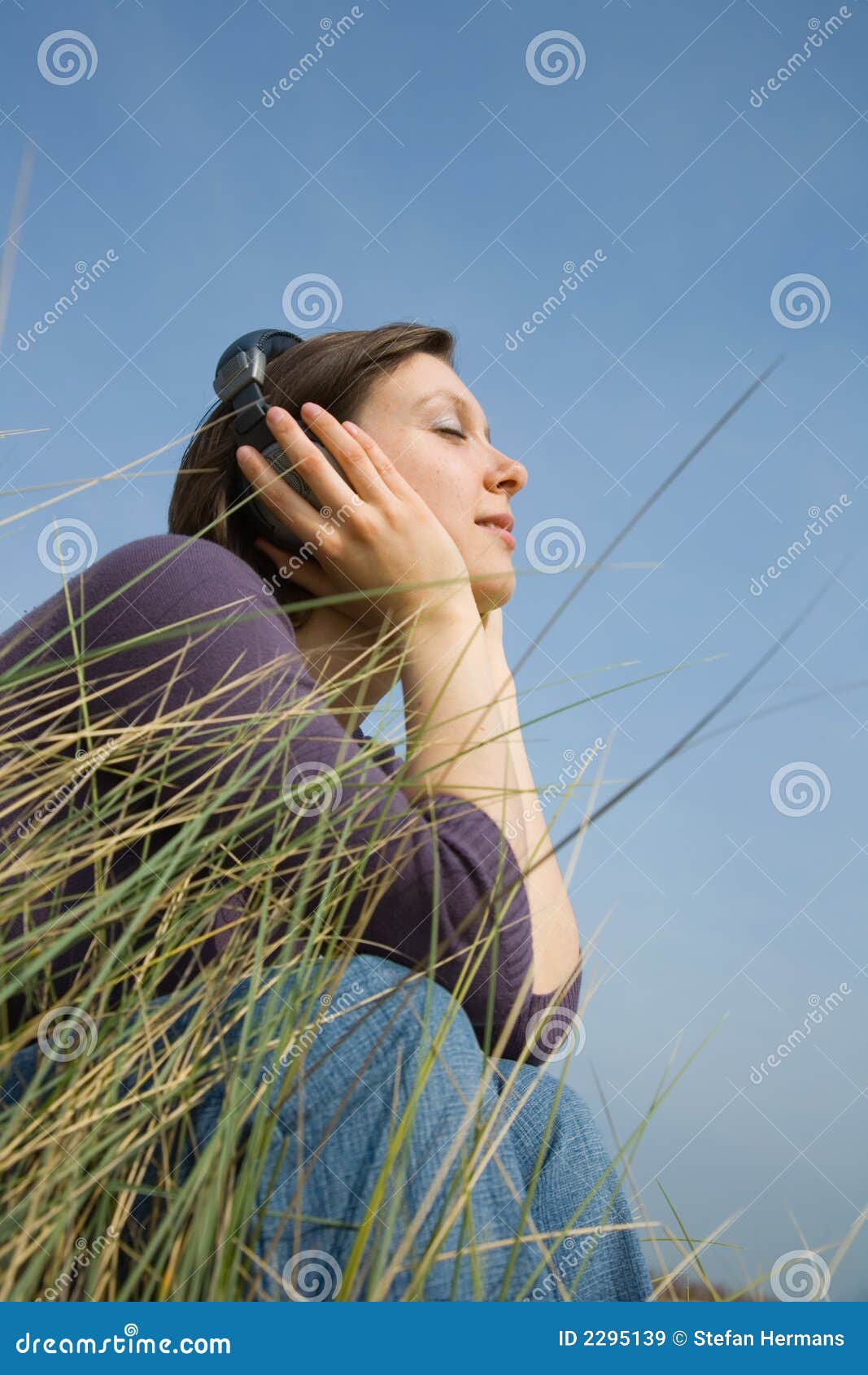 Feel the music stock image. Image of blue, copyspace, model - 2295139