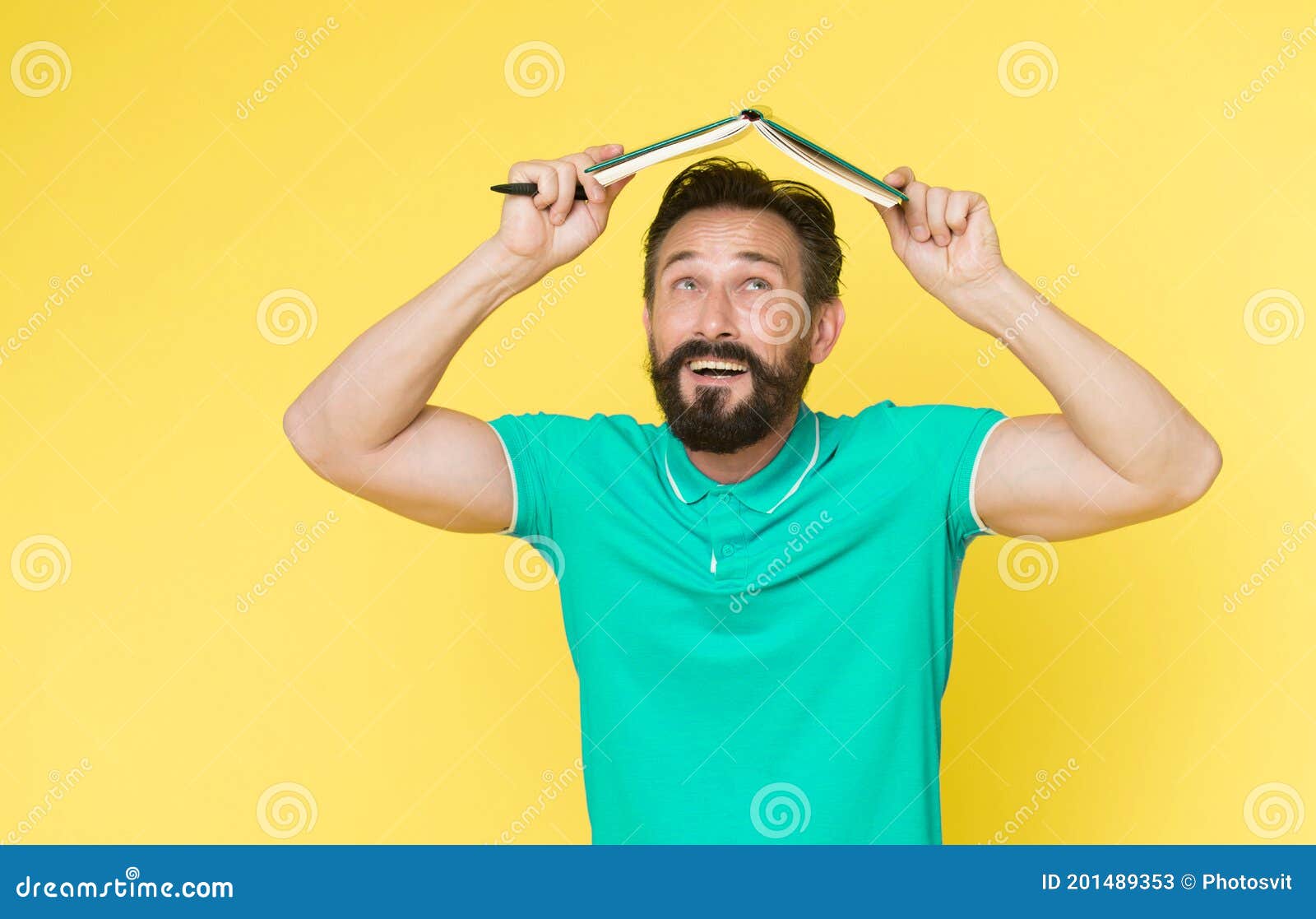 Feel Safe With Plan. Man Mature Bearded Guy Hold Notepad As Roof. Check ...