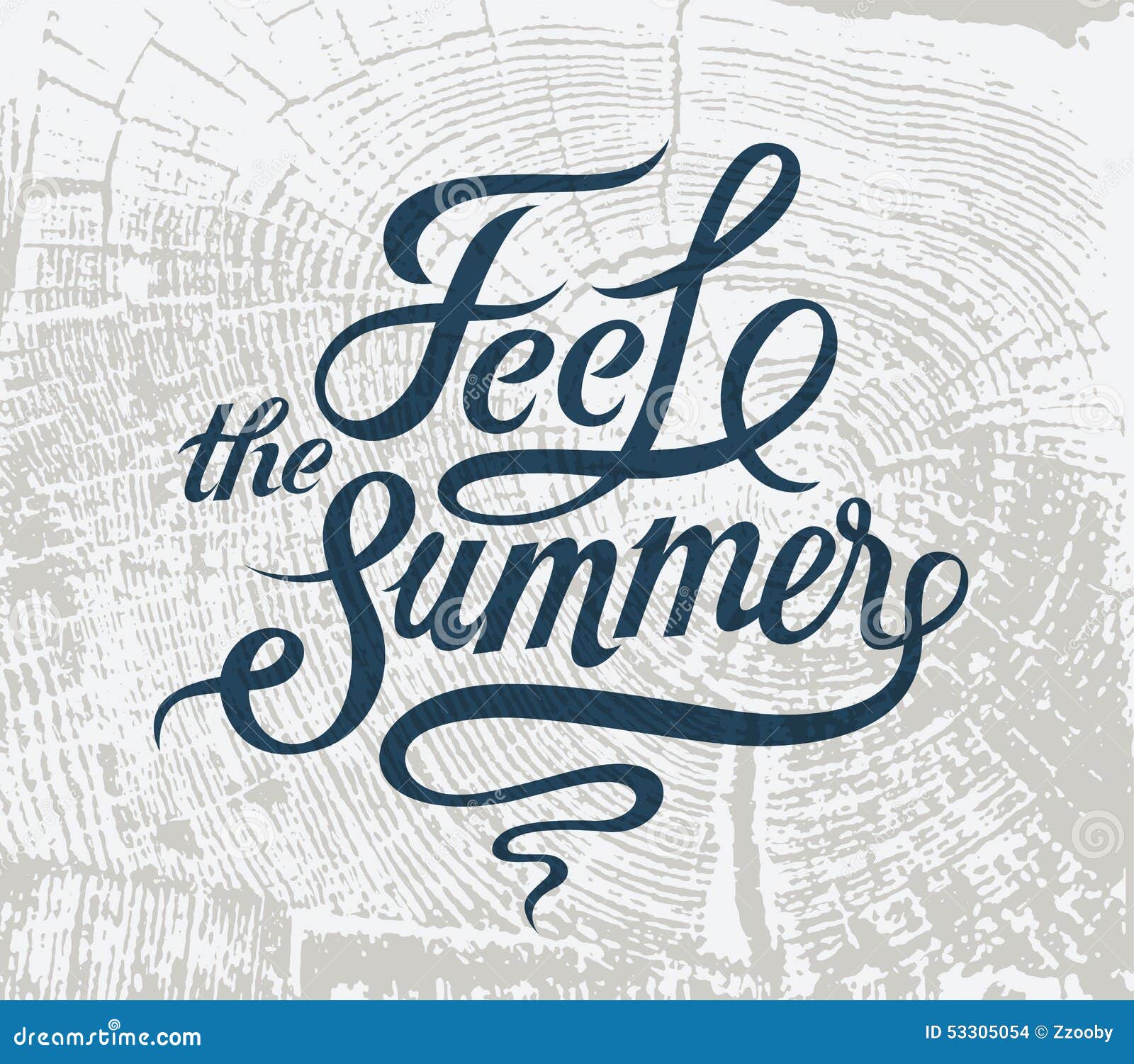 Feel the Summer. Calligraphic Retro Grunge Poster. Vector Illustration ...