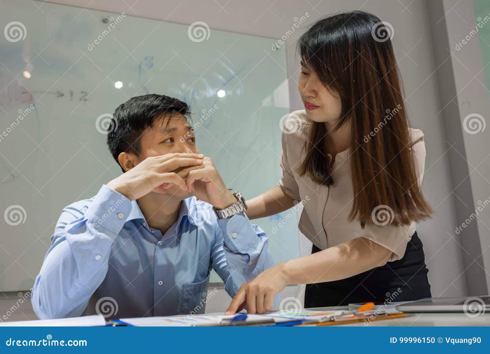 Feeling Annoyed when Workmate Ask To Support Stock Photo - Image of ...