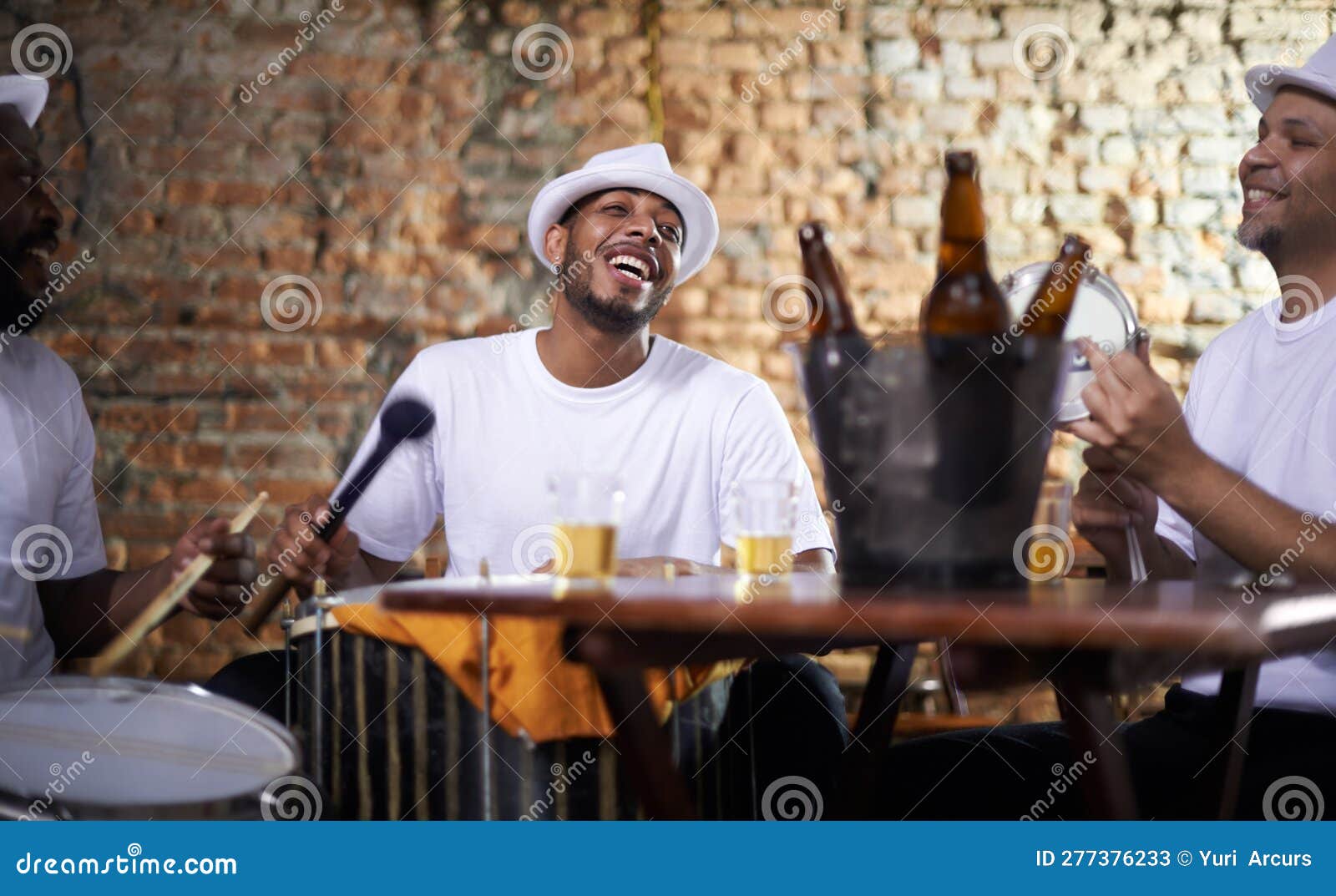 Feeling the Beat of Brazil. a Band Playing Their Percussion Instruments ...