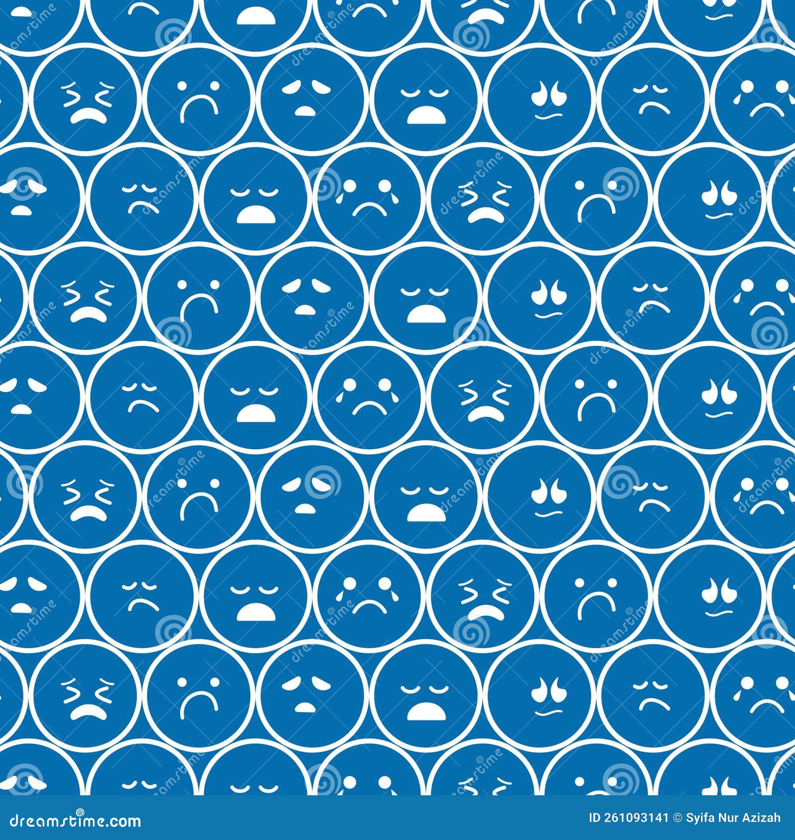 Feeling Blue Emoji Pattern stock vector. Illustration of square - 261093141