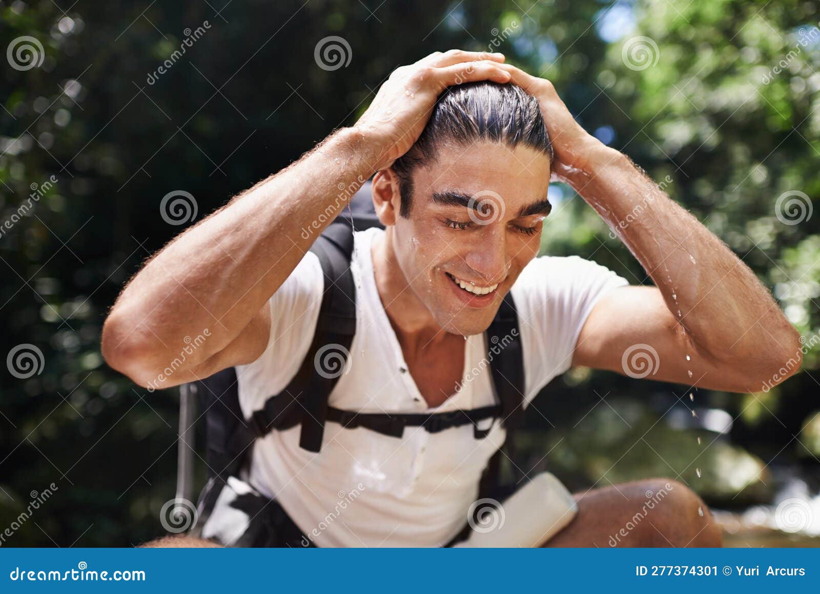 Feeling Completely Refreshed. a Young Man Stopping for a Break while ...