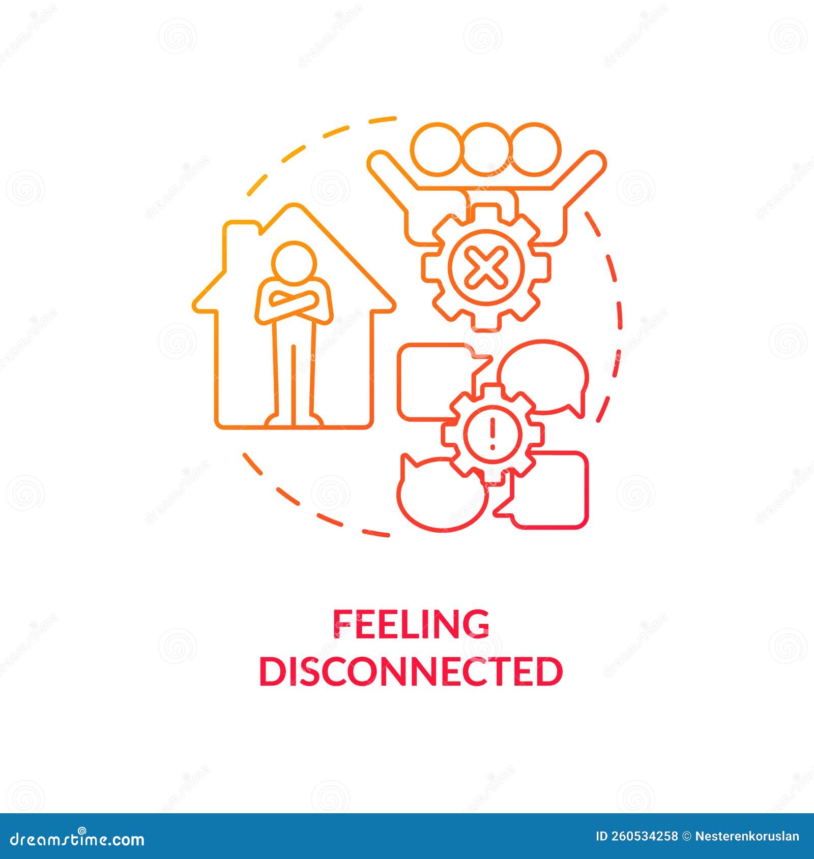 Feeling Disconnected Red Gradient Concept Icon Stock Vector ...