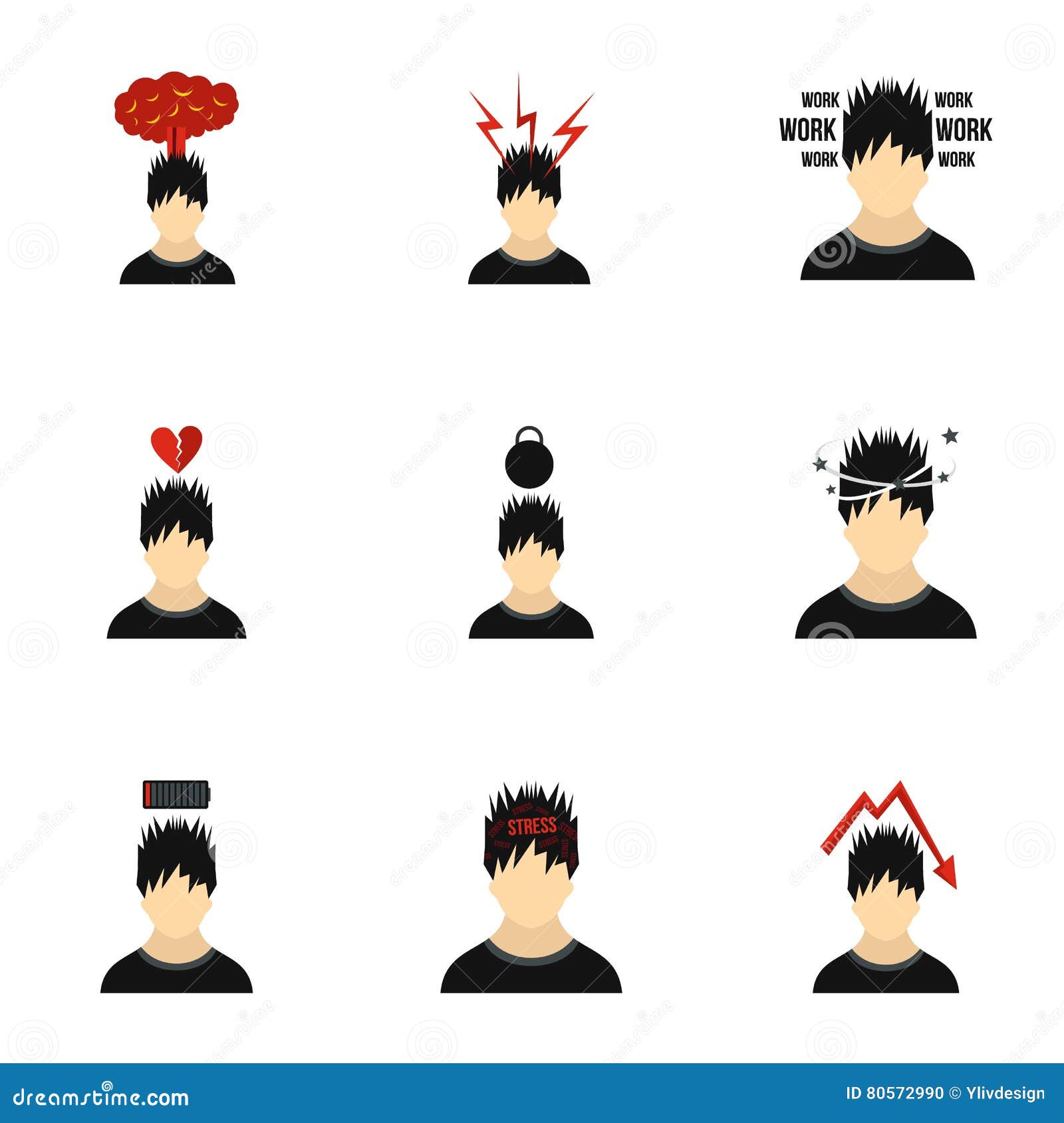 Feeling Icons Set, Flat Style Stock Vector - Illustration of avatar ...