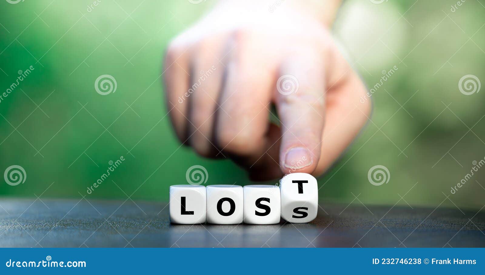 Feeling Lost after a Loss. Dice Forms the Words Loss and Lost Stock ...