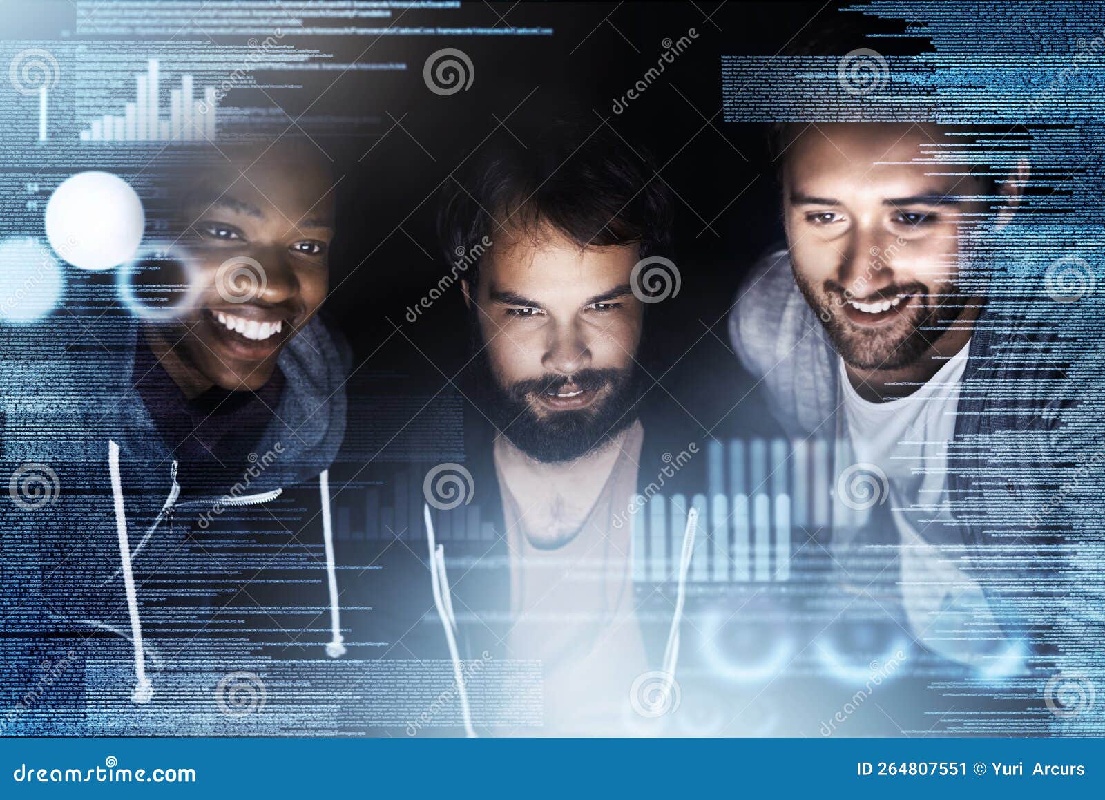 Feeling Positive about Programming. Young Computer Programmers Working on Source Code. Stock ...