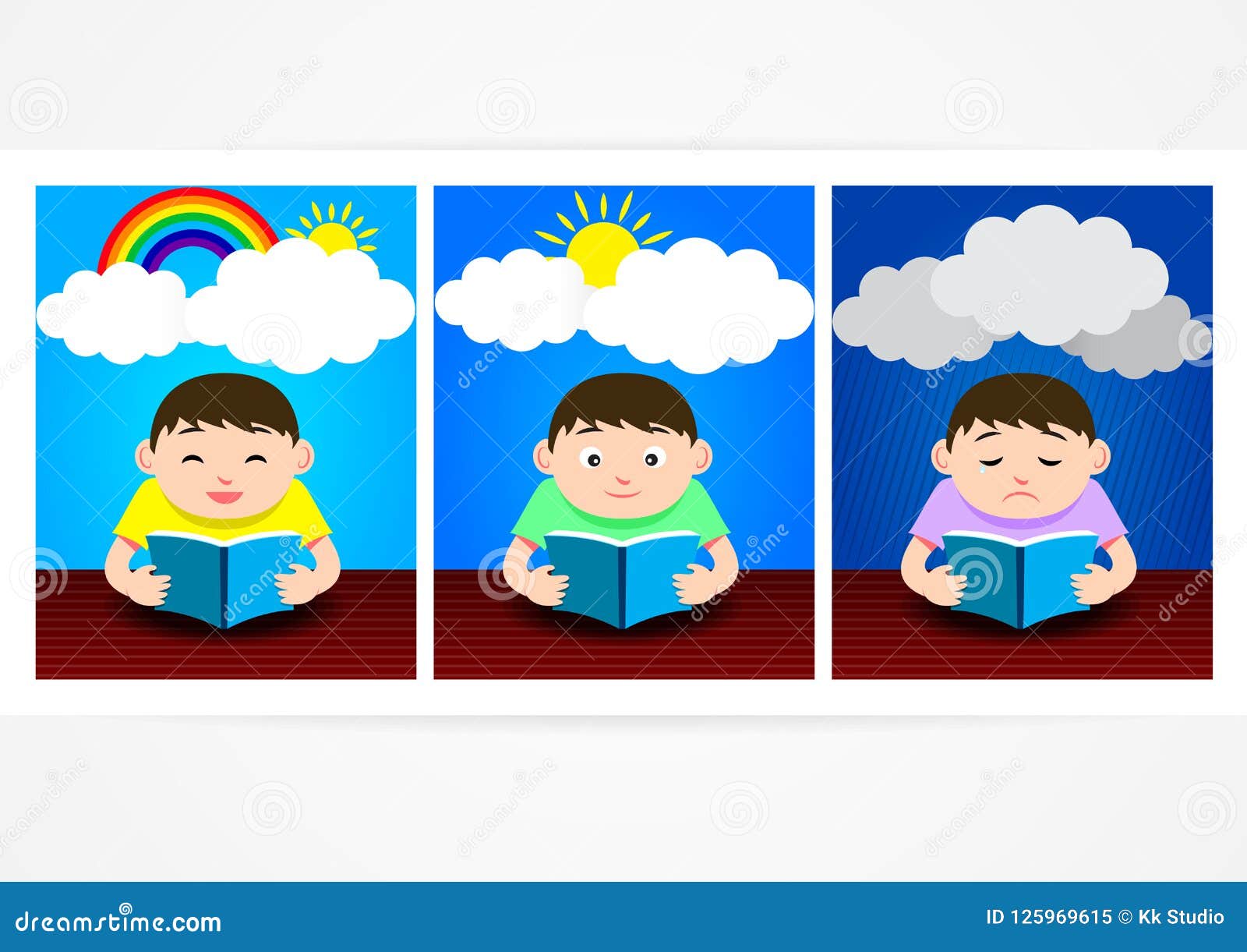 A Feeling when Reading a Book with 3 Emotions Stock Vector ... A Feeling when Reading a Book with 3 Emotions Stock Vector ...