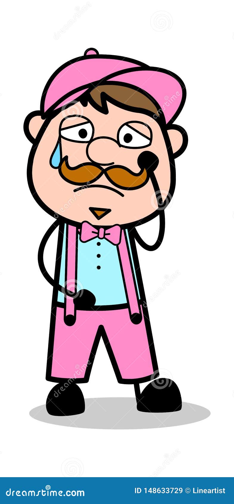 Feeling Sad - Retro Delivery Man Vendor Vector Illustration Stock ...