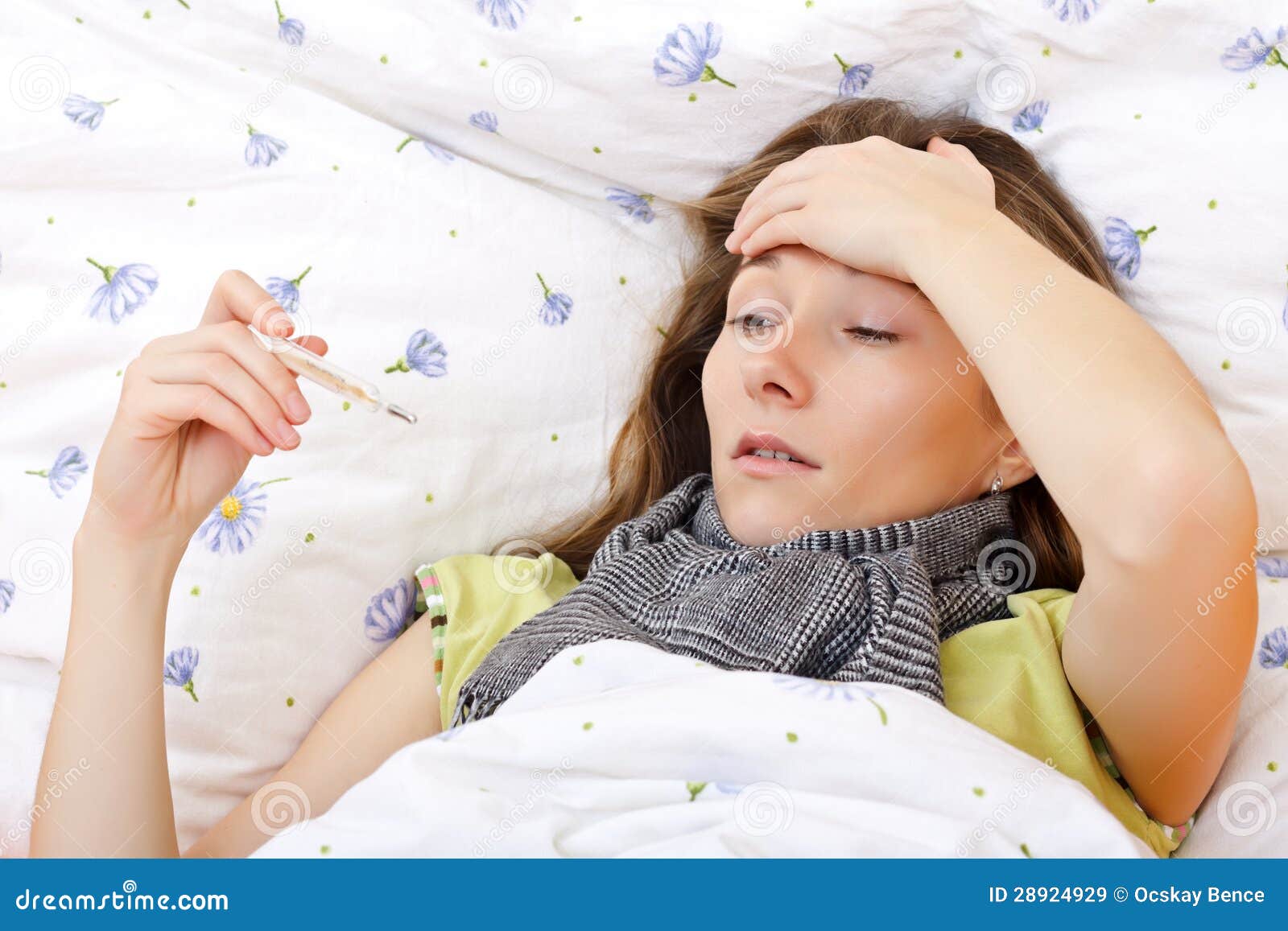 Feeling Sick and Having High Fever Stock Image - Image of cold, female ...