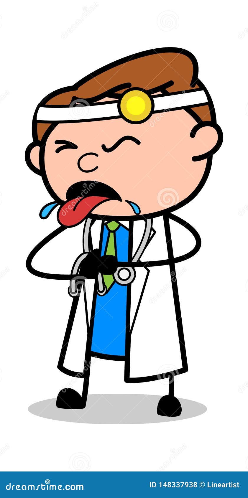 Feeling Unwell - Professional Cartoon Doctor Vector Illustration Stock ...