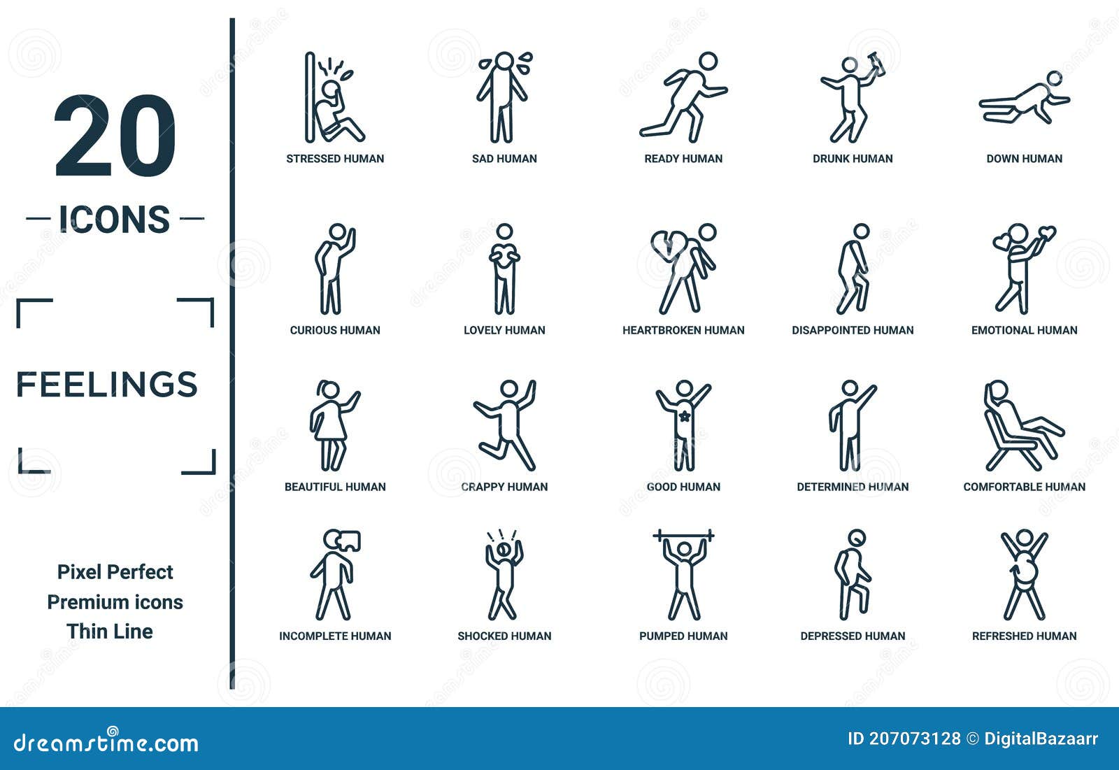 Linear Stressed Human Icon From Feelings Outline Collection. Thin Line ...