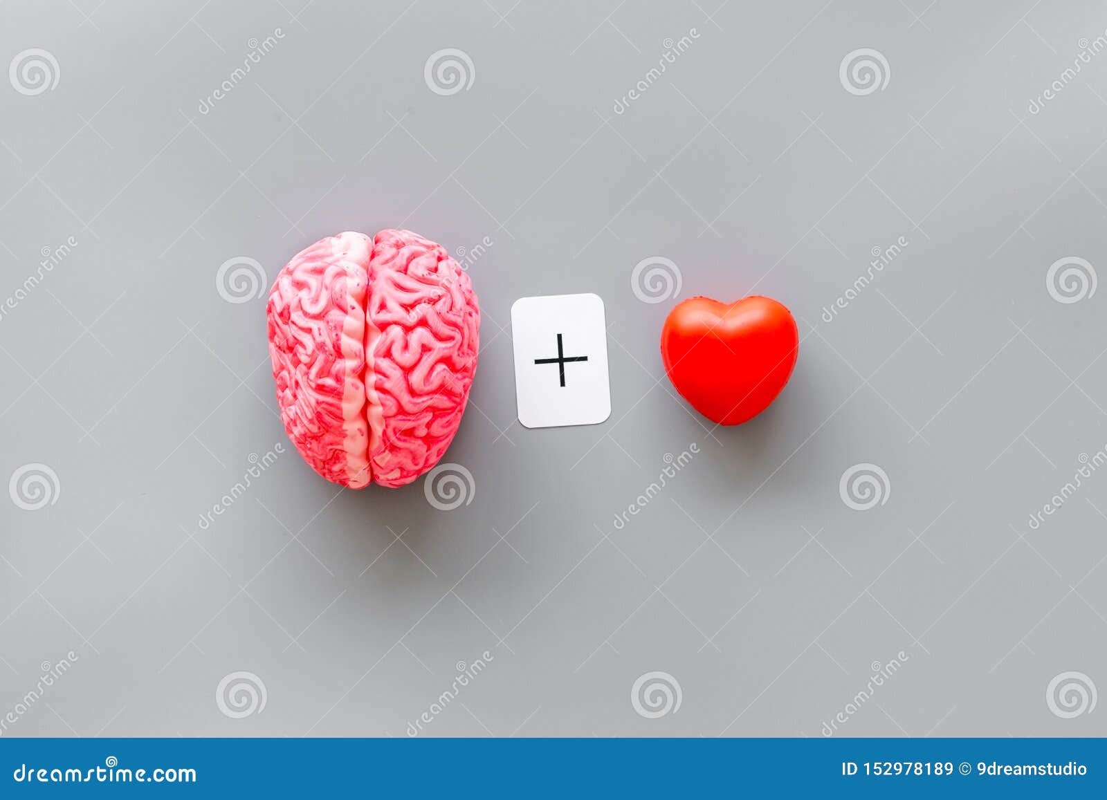 Feelings And Mind Concept With Brain Plus Heart On Yellow Background ...