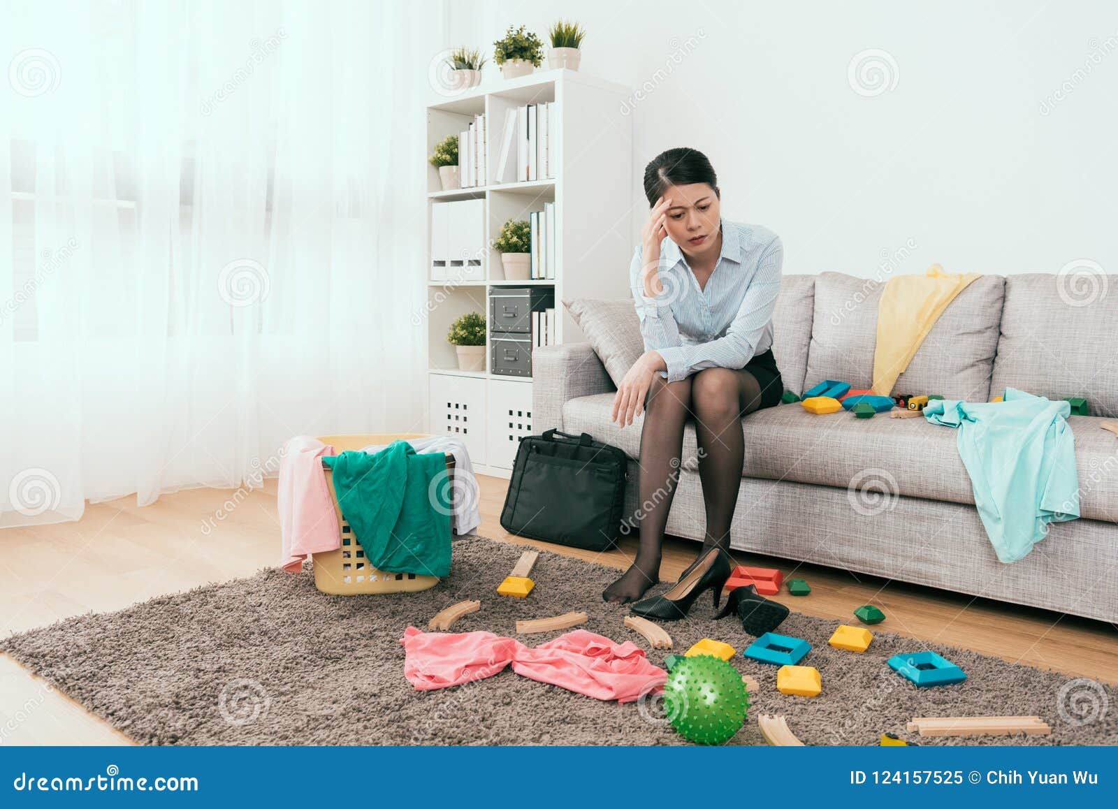 Feels Frustration To See the Messy Home Stock Image - Image of ...