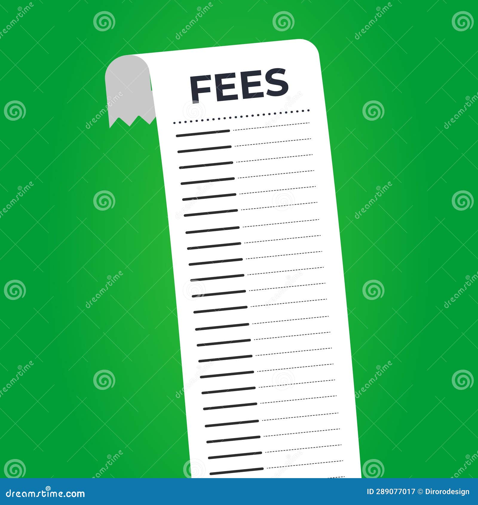 Fees Bill. Clipart Image Isolated On Green Background. Cartoon Vector ...