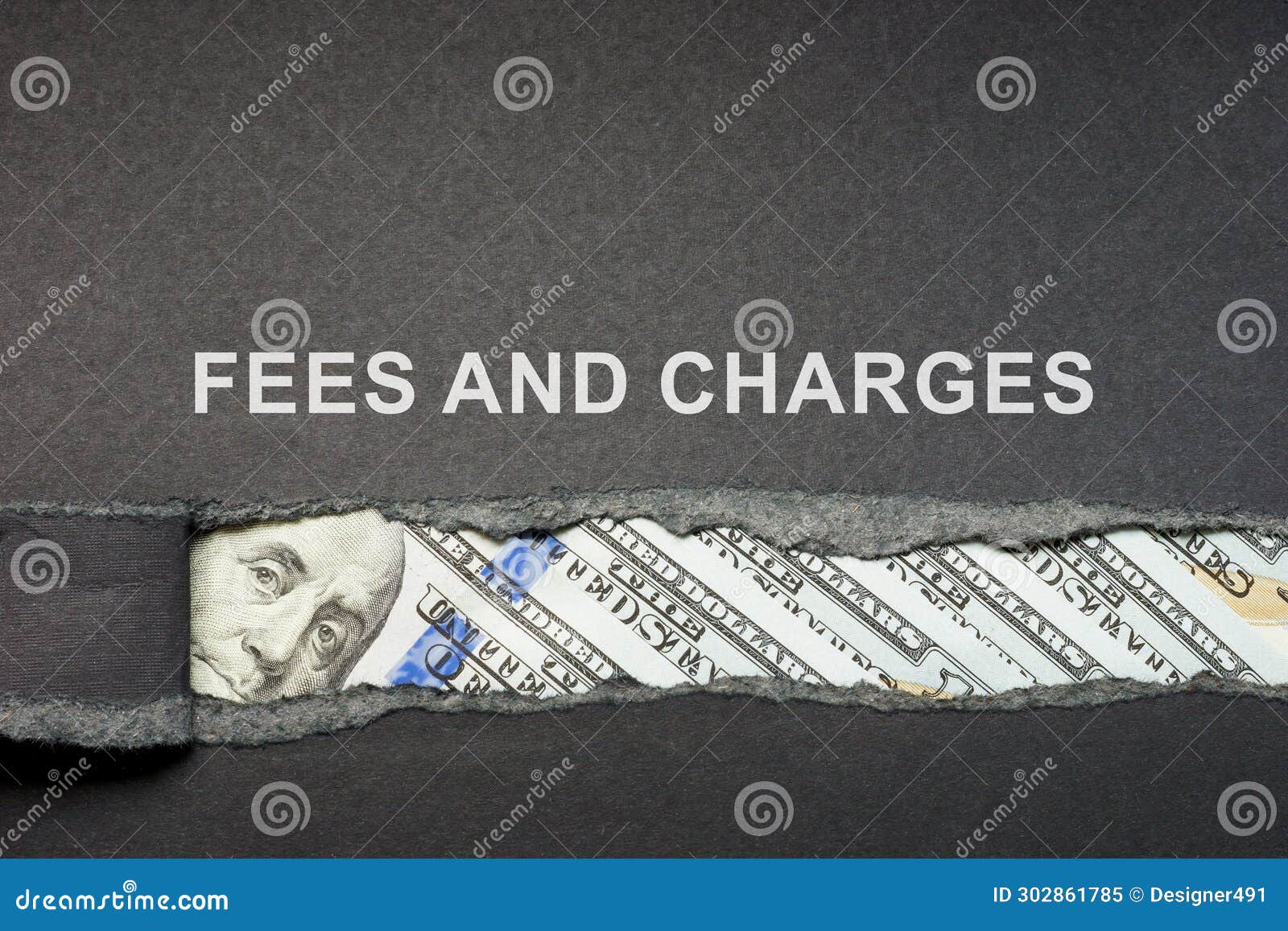Fees and Charges Concept. Inscription and a Torn Piece of Paper. Stock ...
