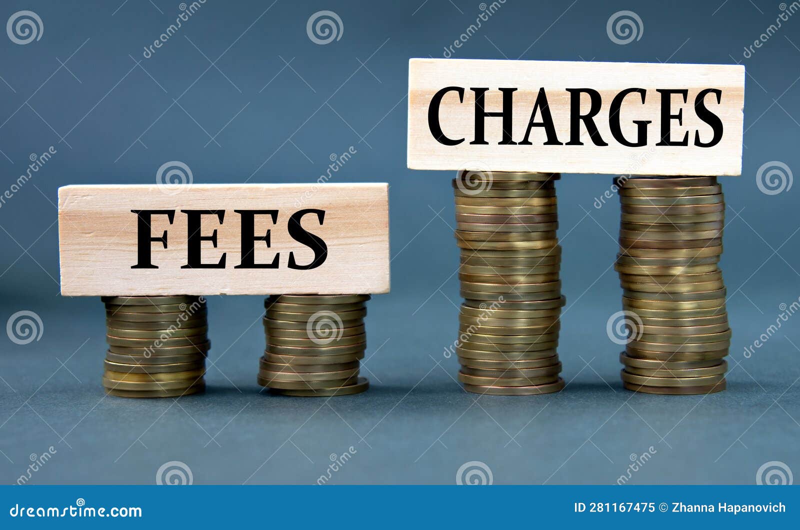 FEES CHARGES - Words on a Wooden Block Against the Background of Stacks ...