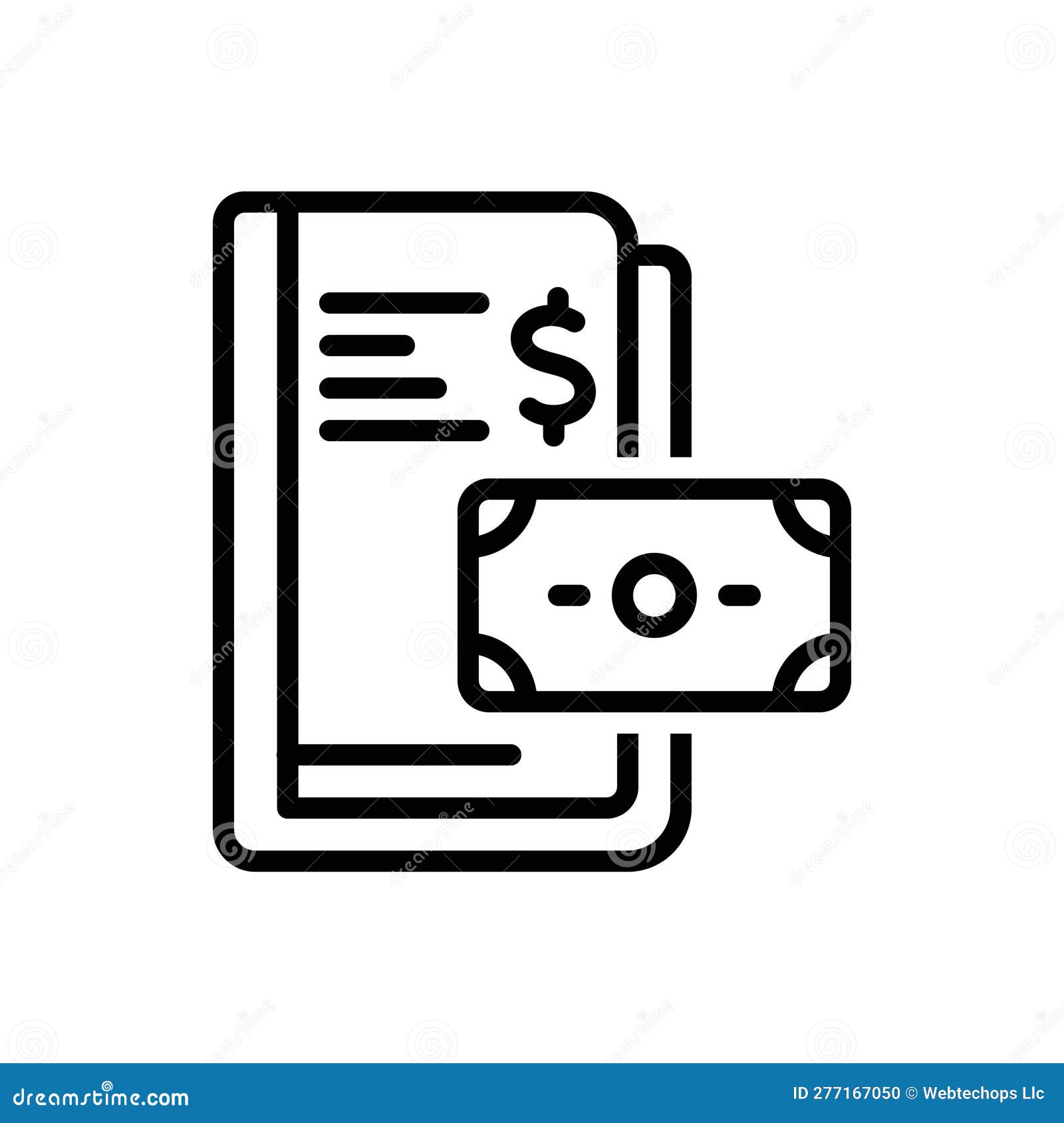 Black Line Icon for Fees, Incoice and Cost Stock Illustration ...