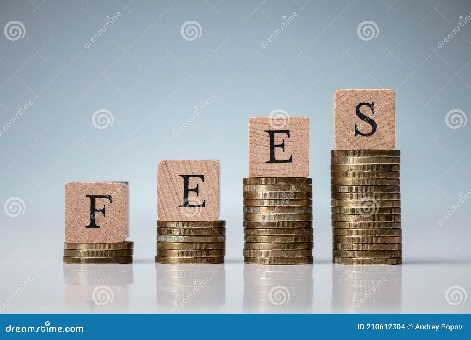 Fees on Increasing Coins Stacks Stock Photo - Image of concept, fees ...