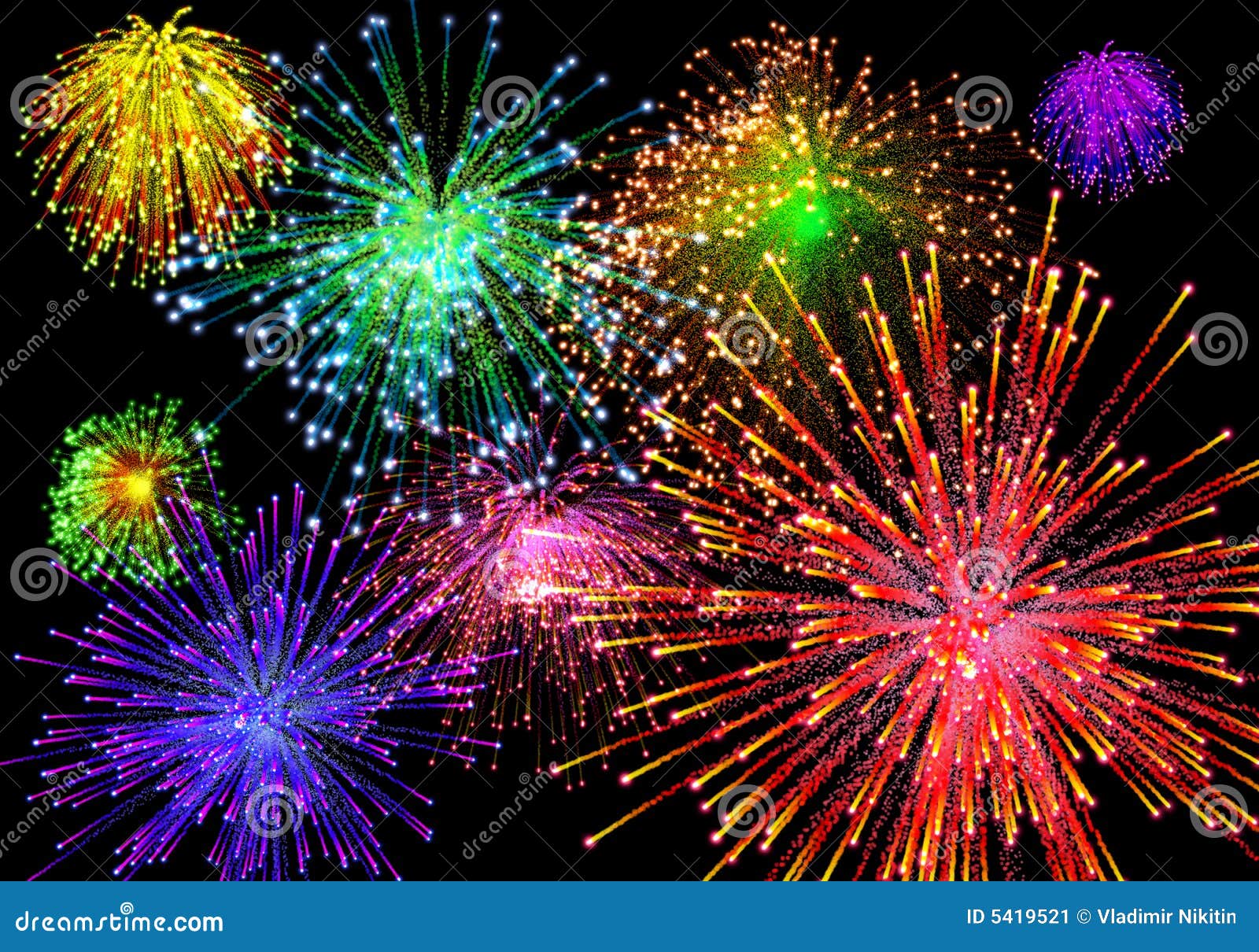 Feest vuurwerk stock illustratie. Illustration of veelkleurig - 5419521