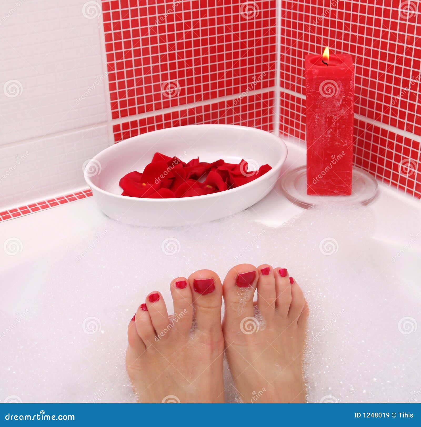 Feet stock image. Image of lady, soles, petals, bathing - 1248019