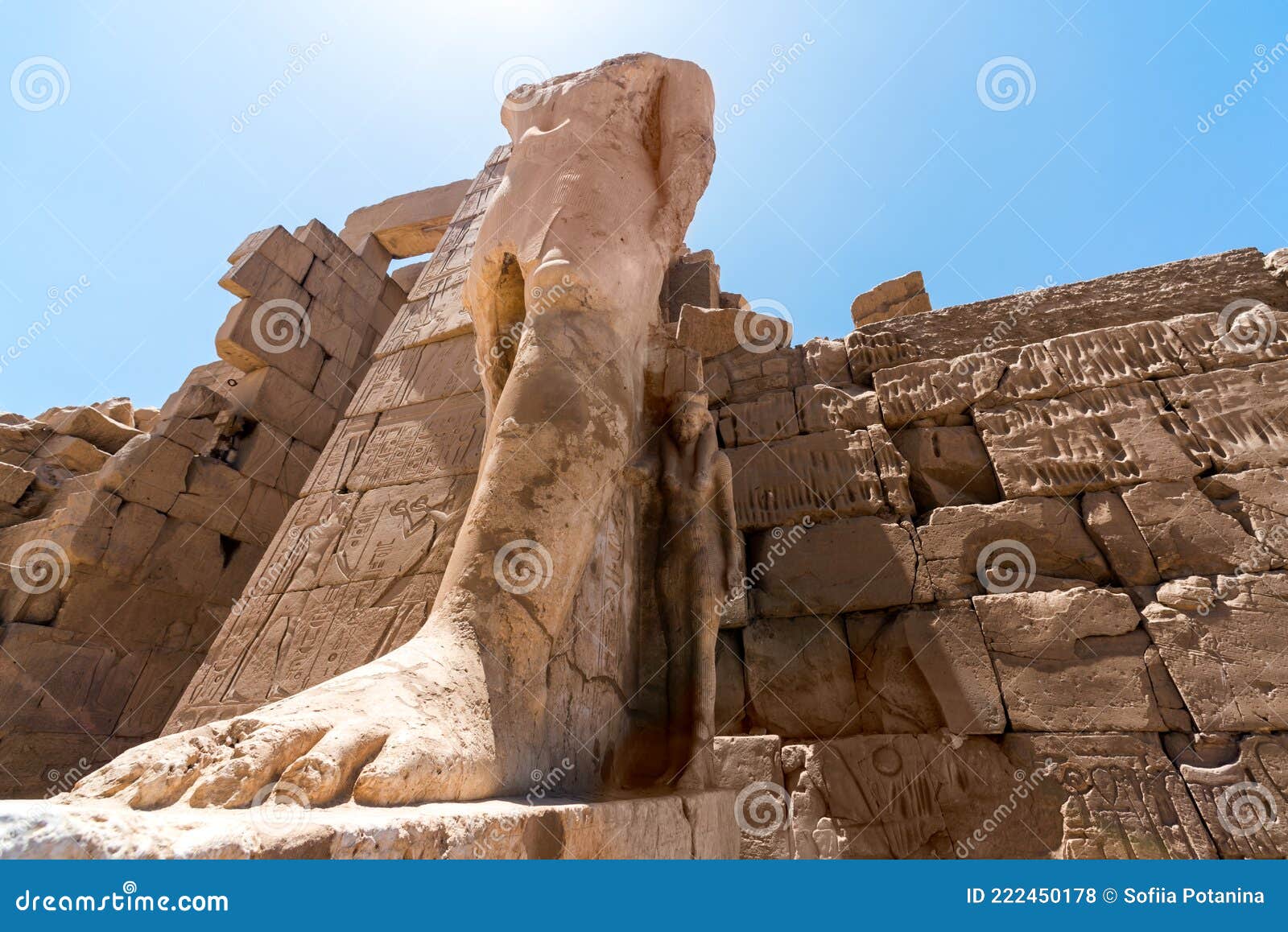 Feet of an Ancient Statue of Pharaoh in the Karnak Temple in Luxor ...