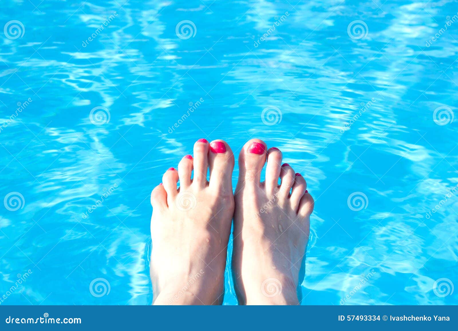 Feet on Background of Pool Water Stock Photo - Image of adult, beach ...