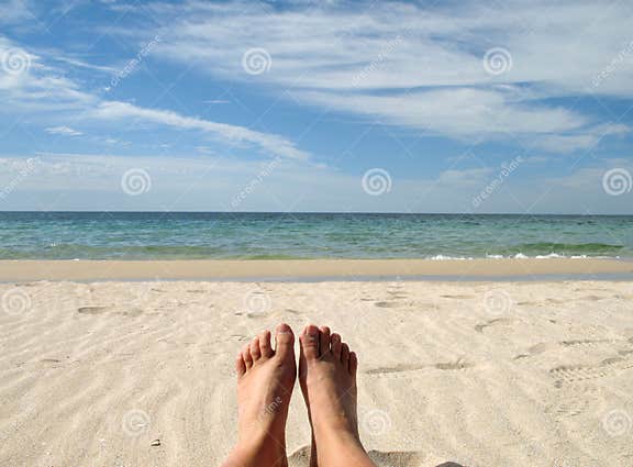 Feet on a beach stock photo. Image of toes, ocean, sand - 5393606