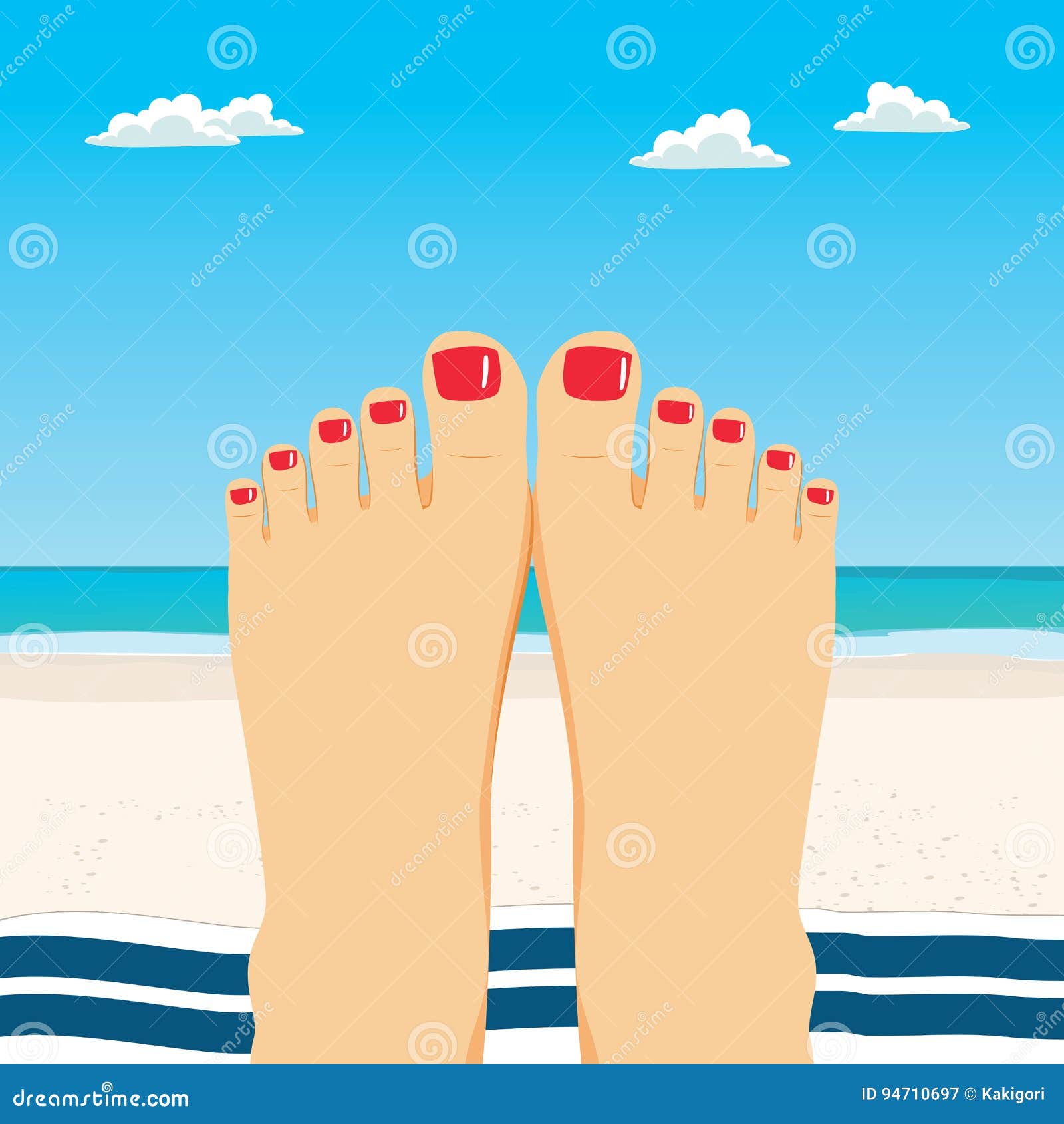 Feet Beach stock vector. Illustration of girl, ocean - 94710697