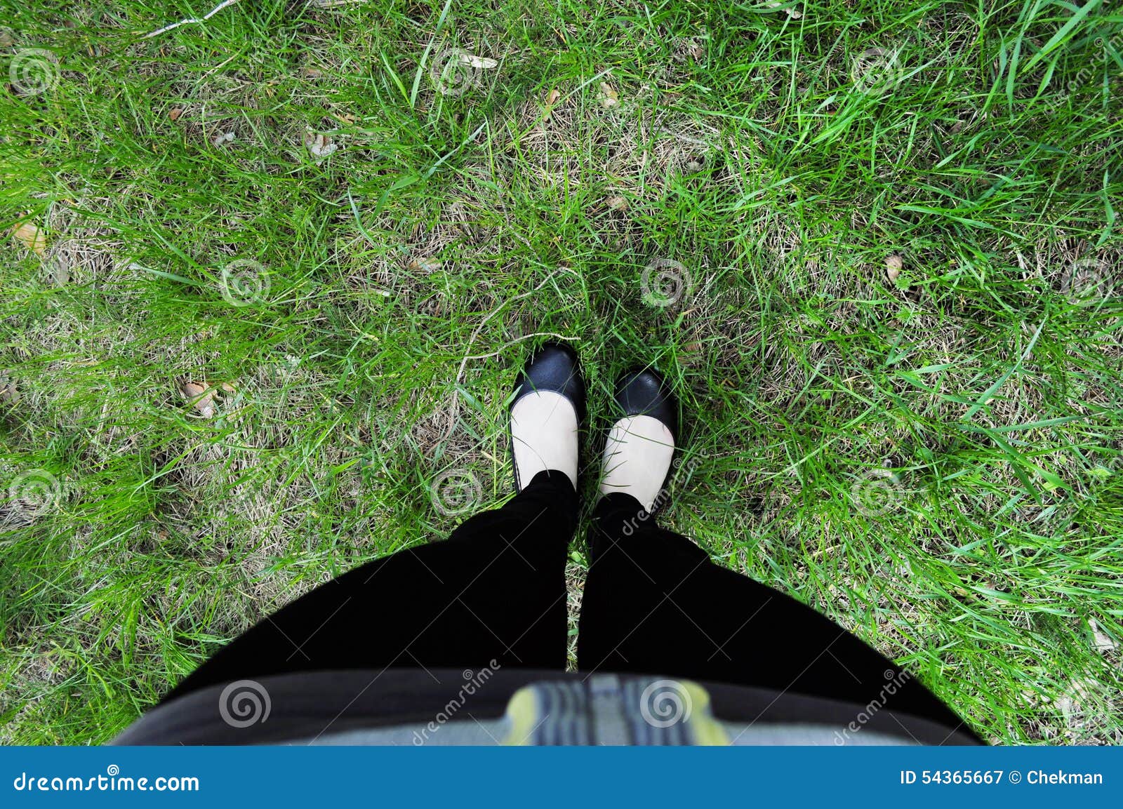 Feet in Boots on Grass Background Stock Image - Image of female ...