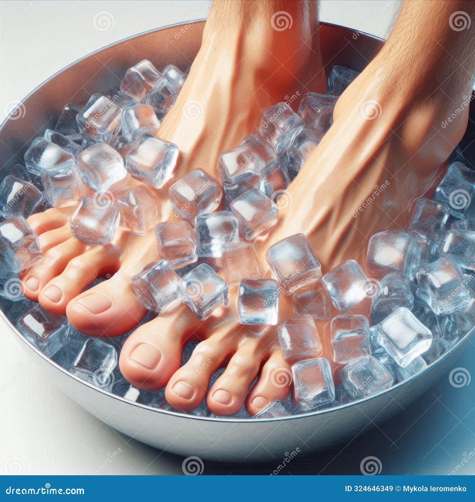 Feet in a Bowl of Ice Close-up. Stock Image - Image of frost, safety ...