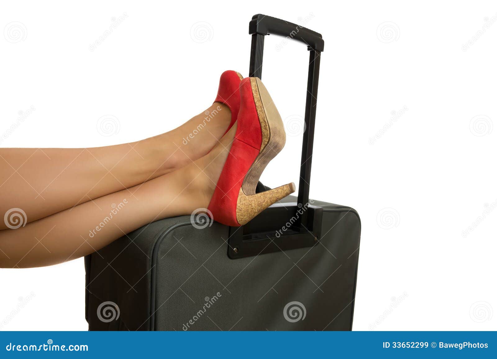 Feet on case stock image. Image of handluggage, shoe - 33652299