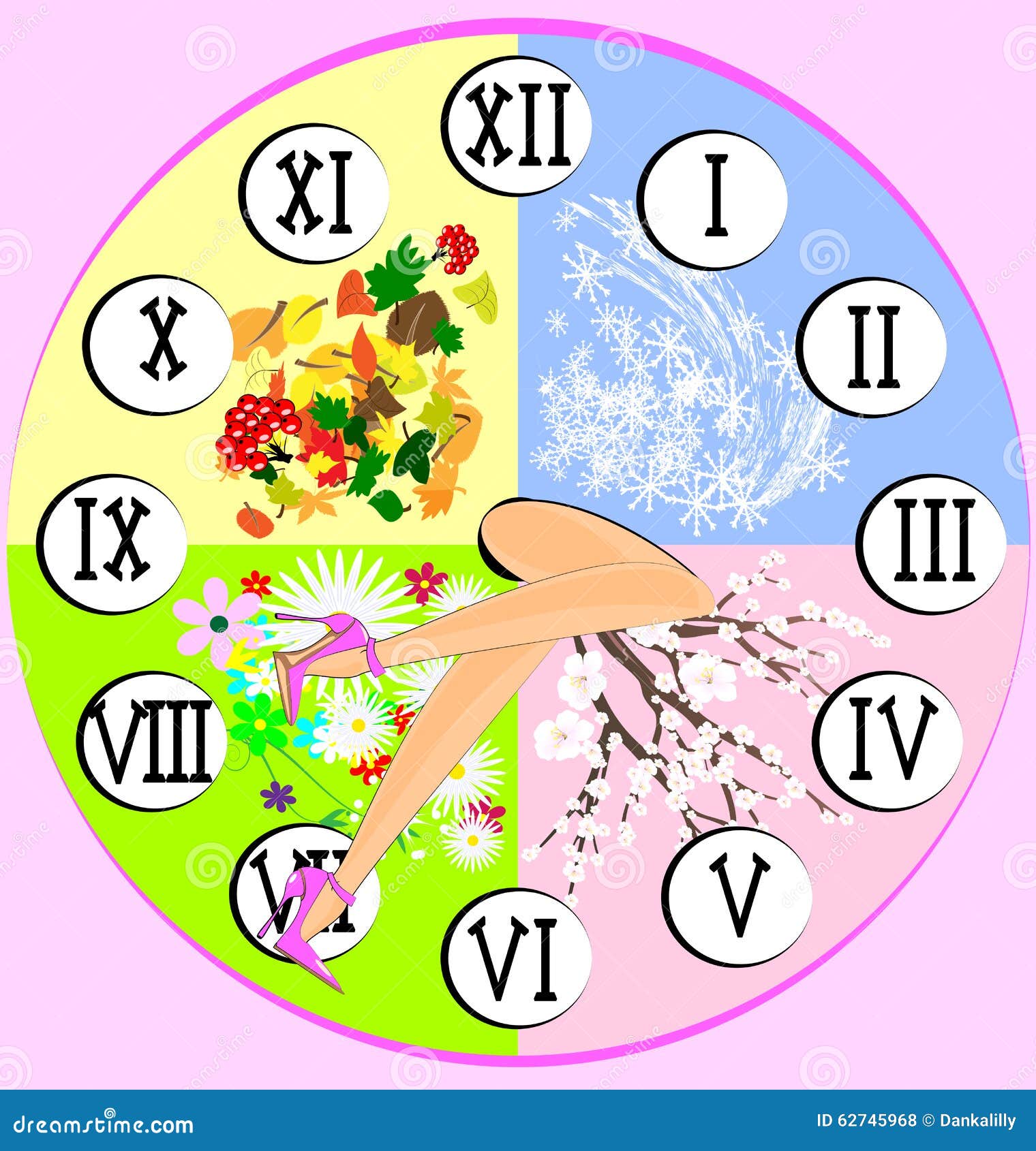 Feet and clock summer stock vector. Illustration of outlines - 62745968