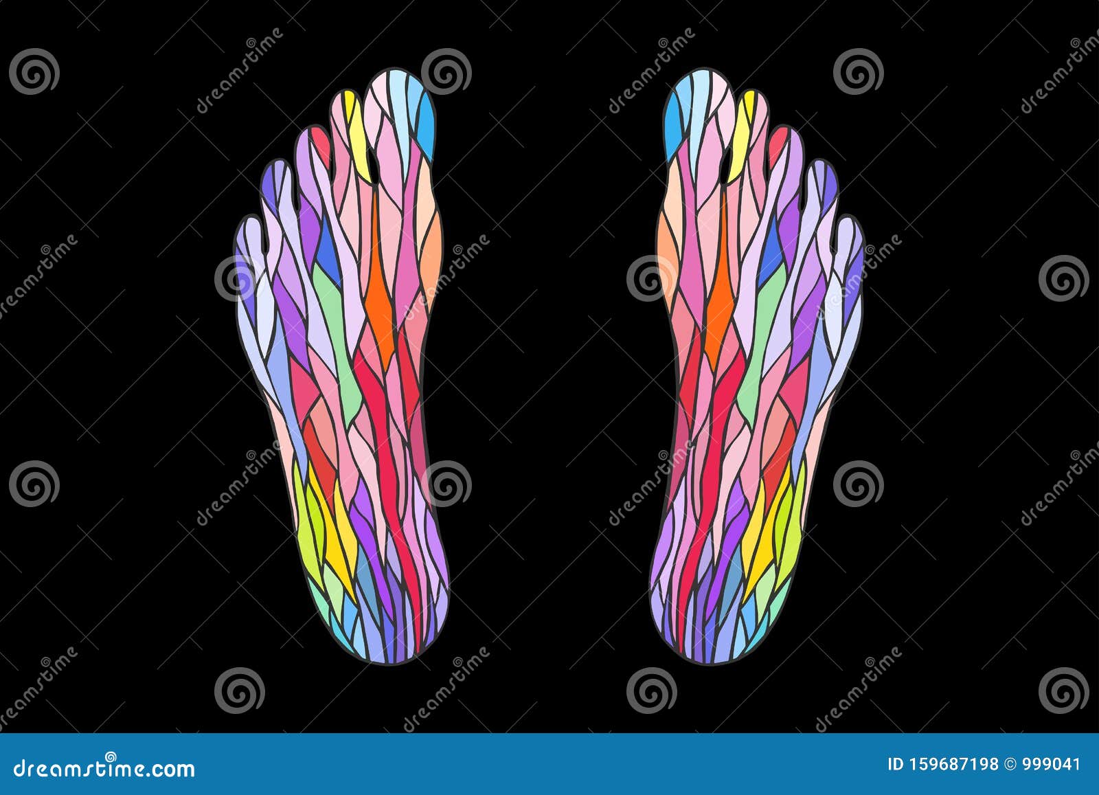 Feet with a Decorative Pattern. Eps 10 Vector Illustration. Hand ...
