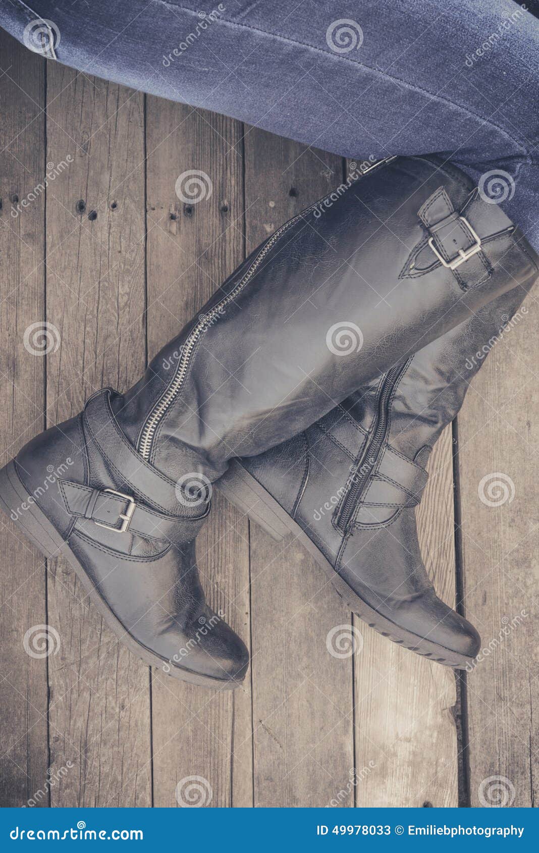 Feet. First-Person View on Rustic Wood Background. Stock Image - Image ...