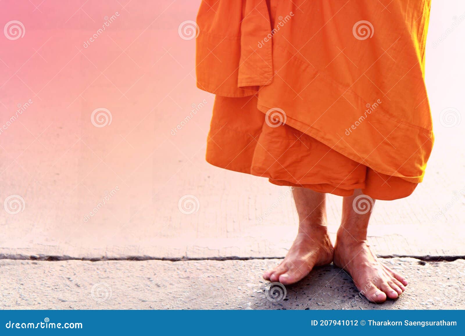 The Feet and Legs of a Monk Standing Barefoot Stock Photo - Image of ...