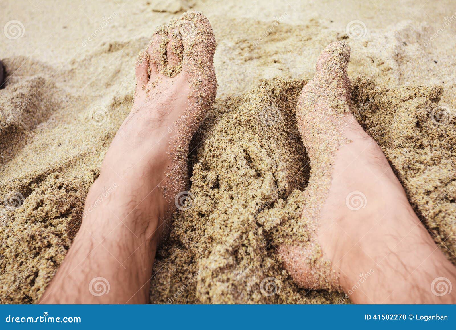 The Feet of a Man on the Beach Stock Photo - Image of summer, mans ...