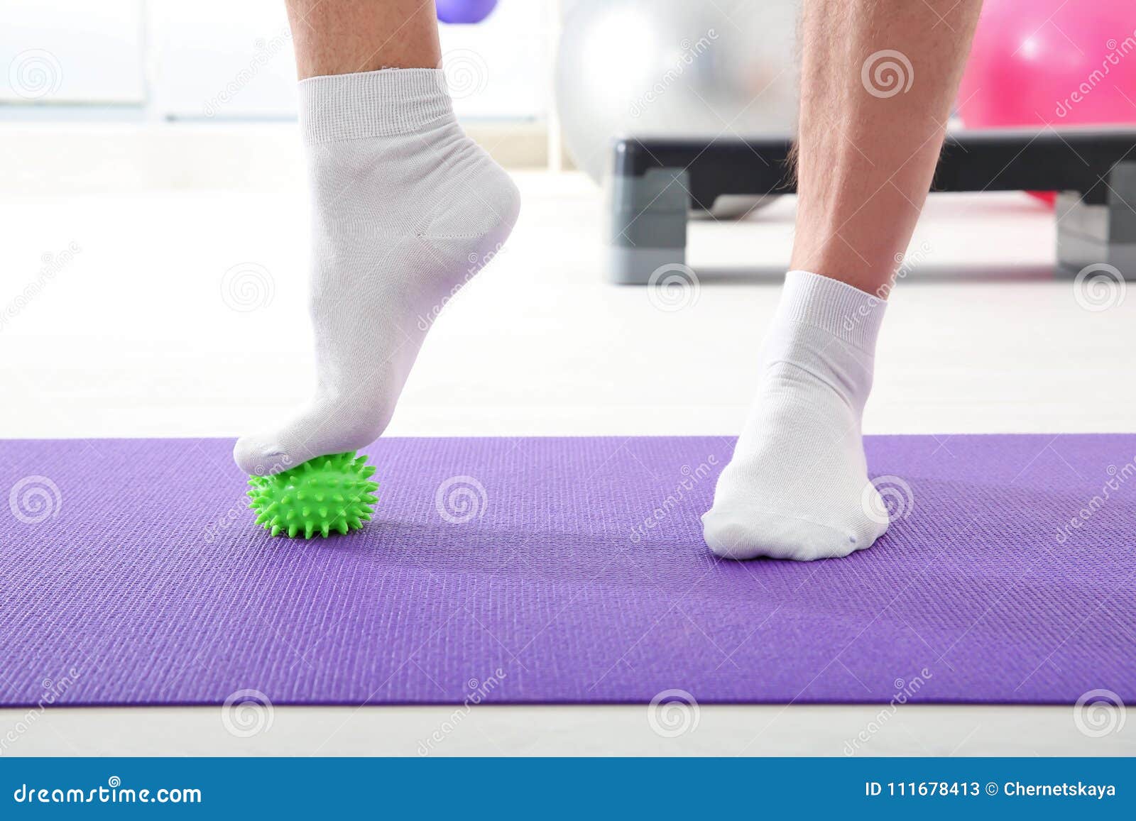 Feet of Man Doing Exercises with Rubber Ball Stock Image - Image of ...