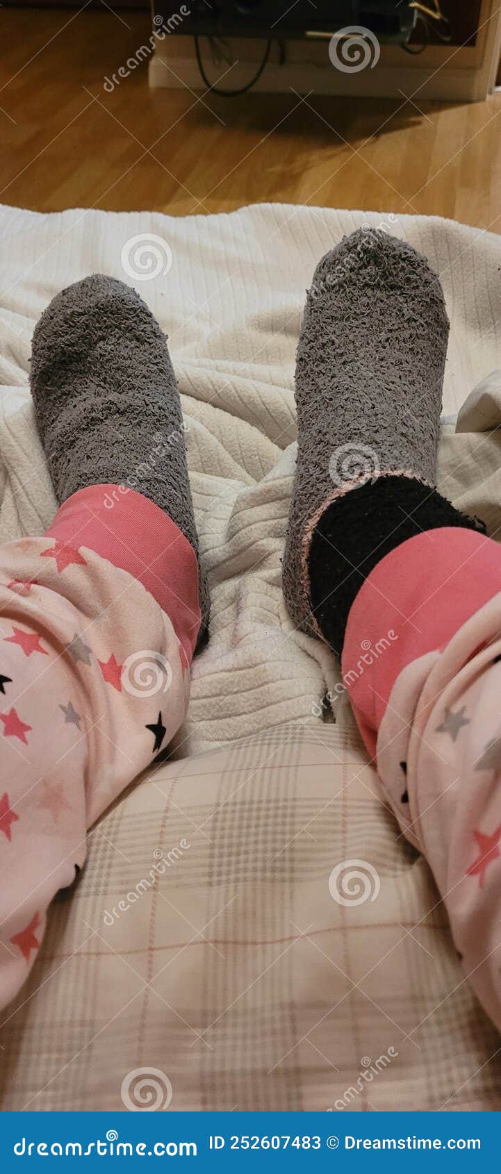 Feet & pajamas stock image. Image of feet, grey - 252607483