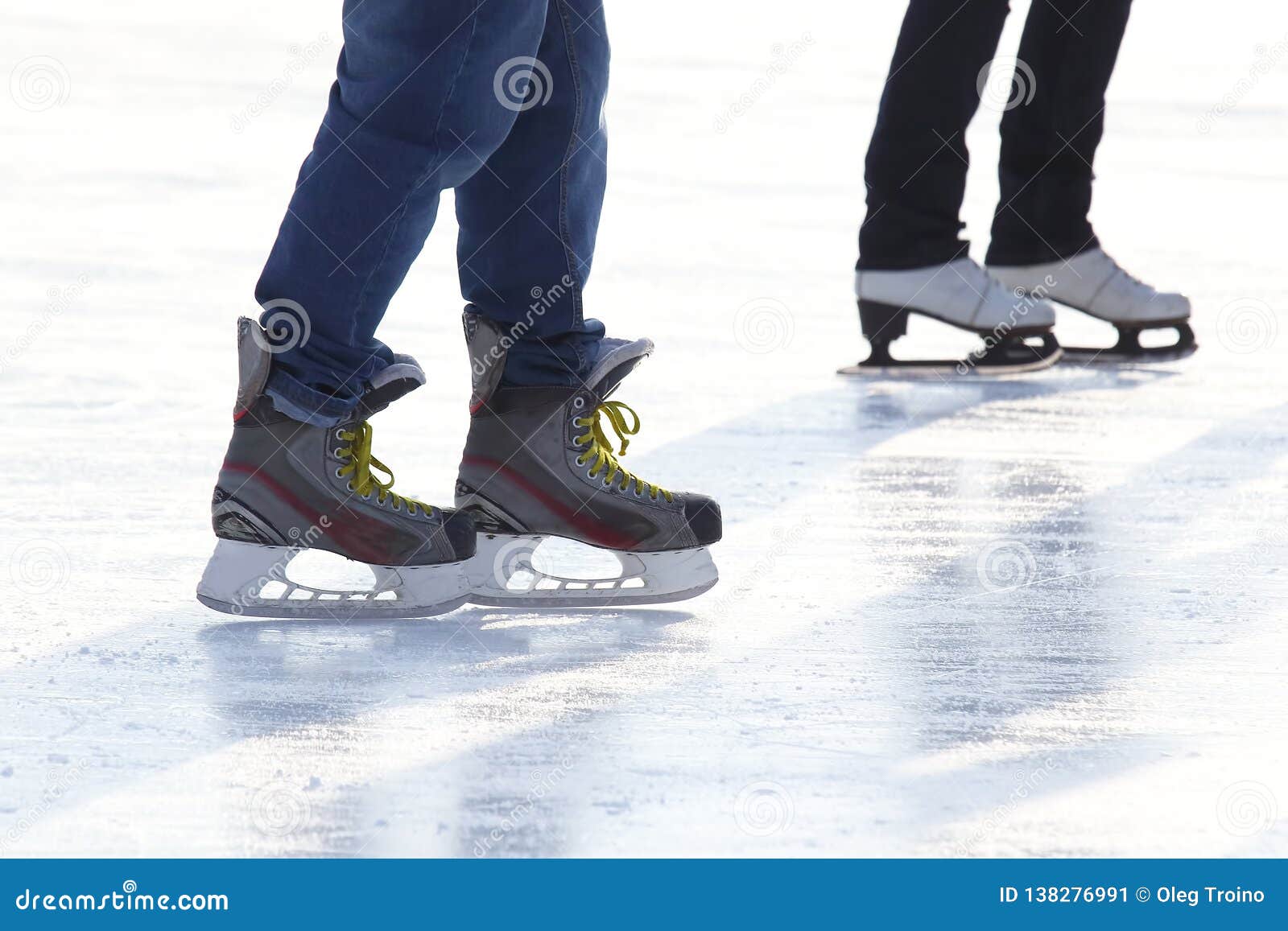 Feet of People Skating on the Ice Rink Stock Image - Image of activity ...