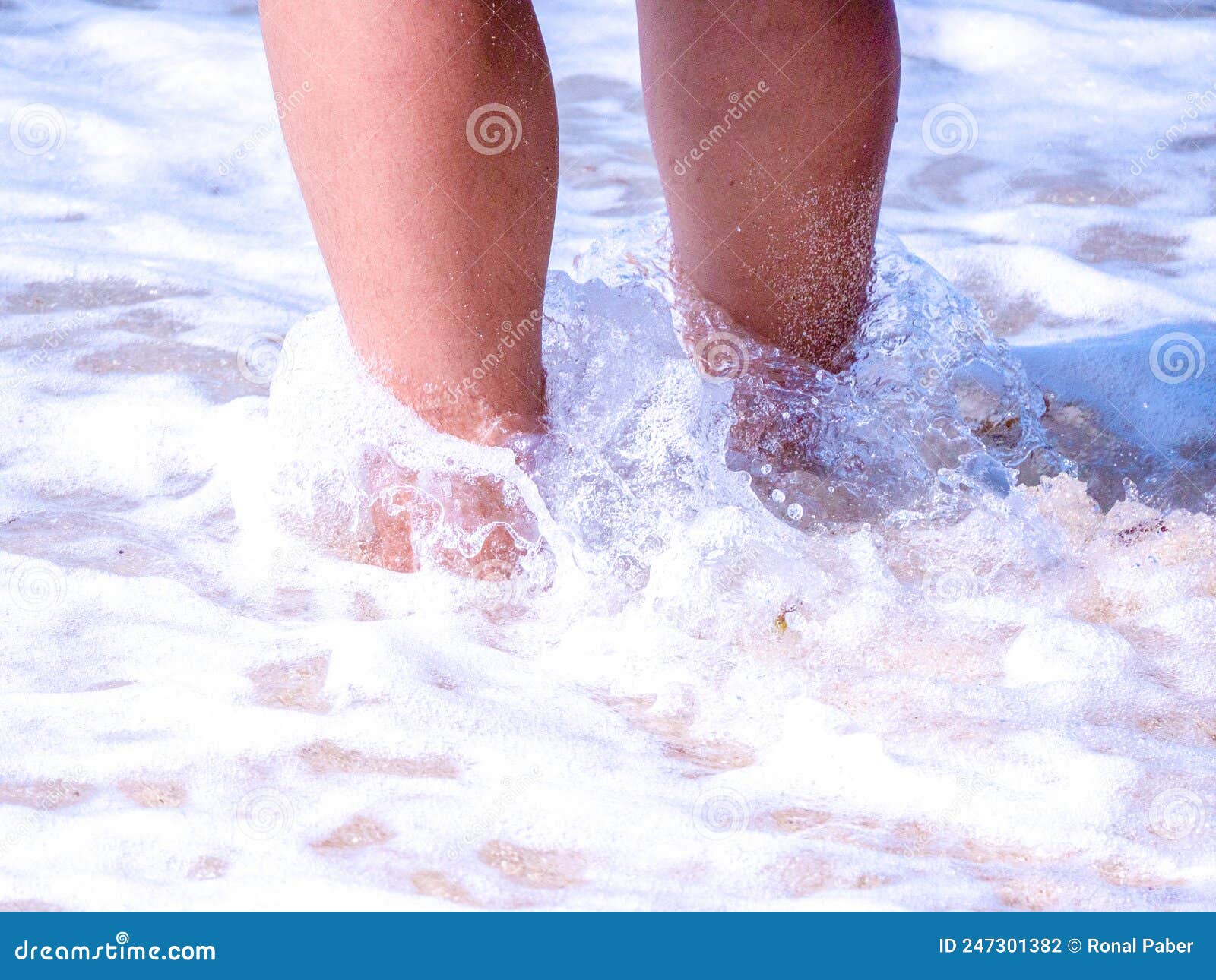 Feet Pounded by the Waves on the Beach Stock Photo - Image of beauty ...