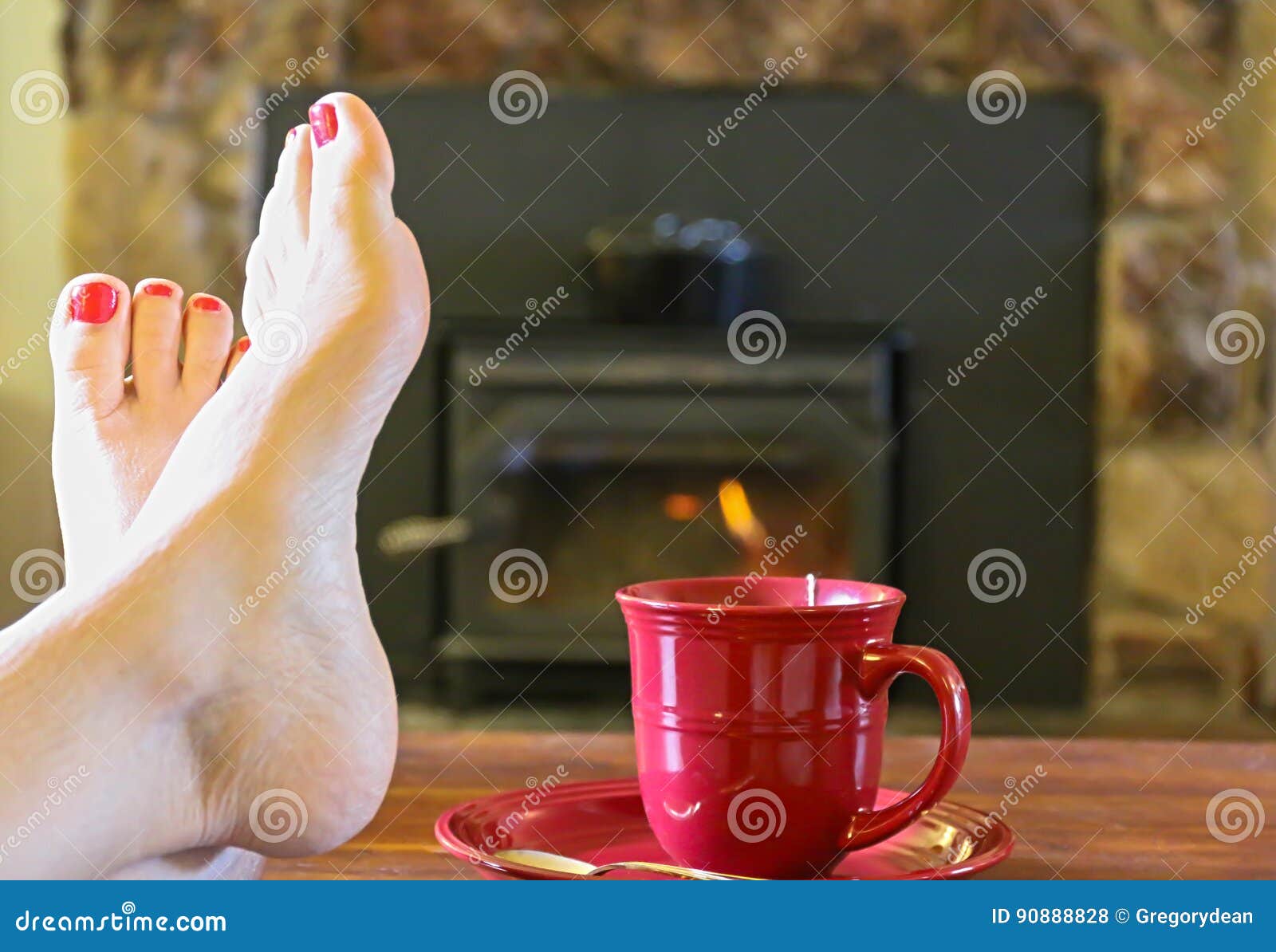 Feet Resting Fire Cup Tea Stock Photos - Download 131 Royalty Free Photos
