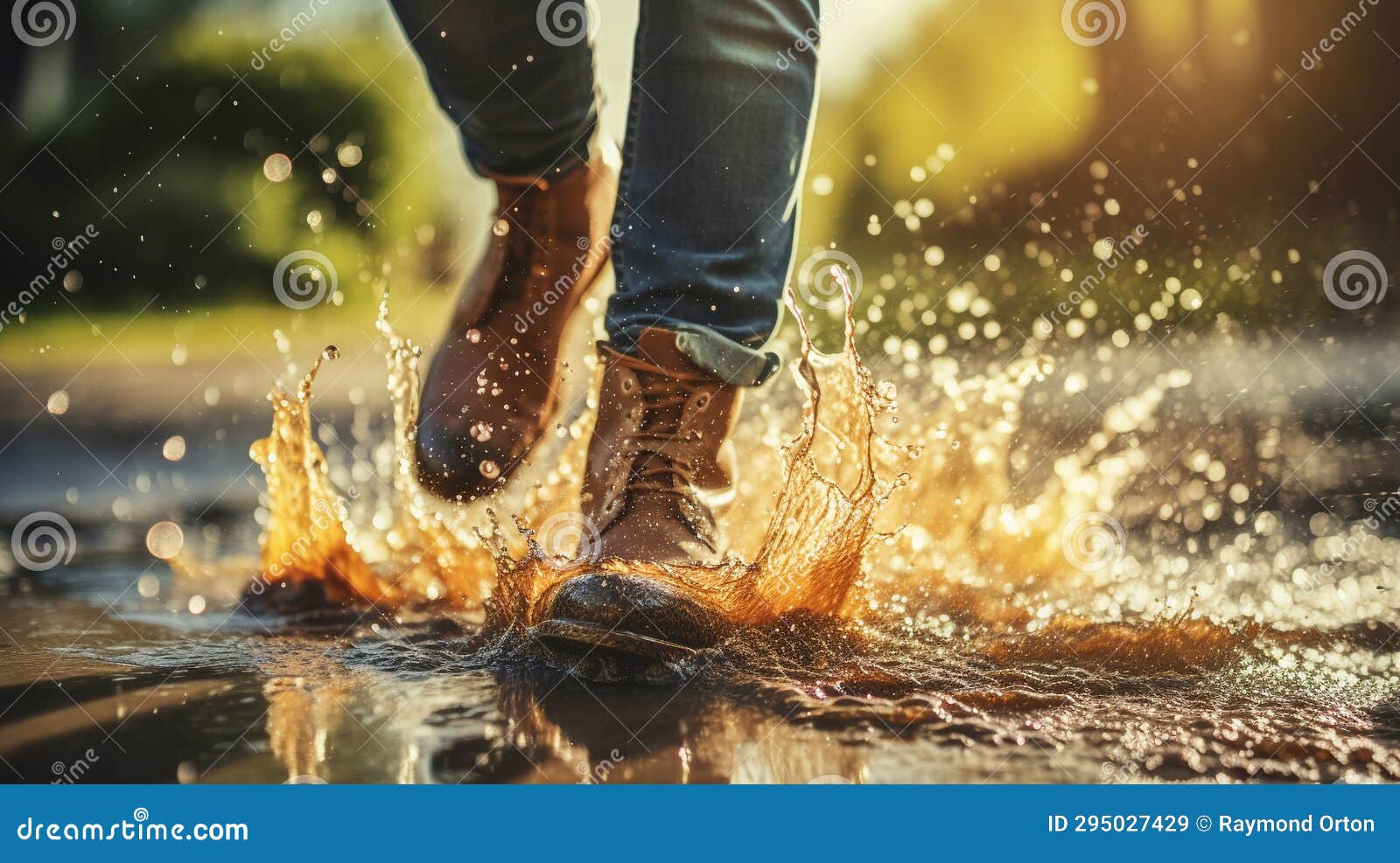 Feet in Rubber Boots Rain Puddle, Fun in the Rain, Lifestyle Stock ...