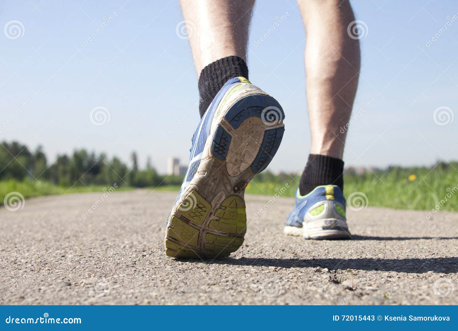 Feet in Running Shoes, Closeup Stock Image - Image of outside, sport ...