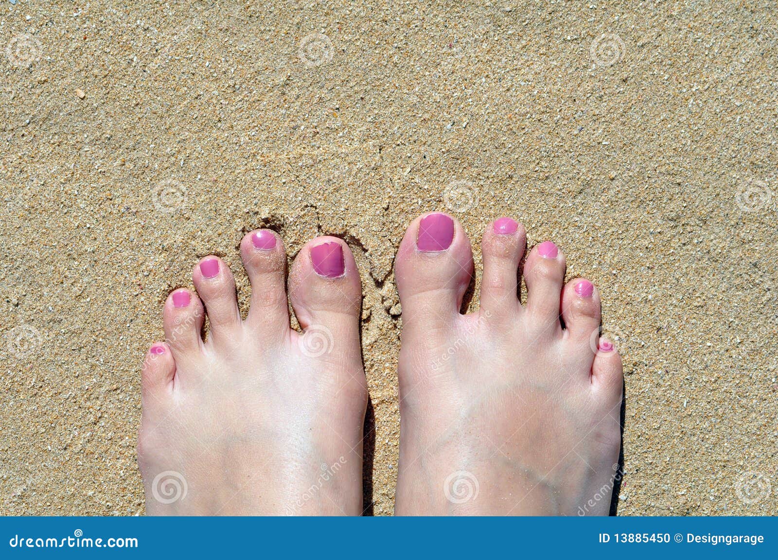 Feet in the sand stock photo. Image of pink, toenails - 13885450