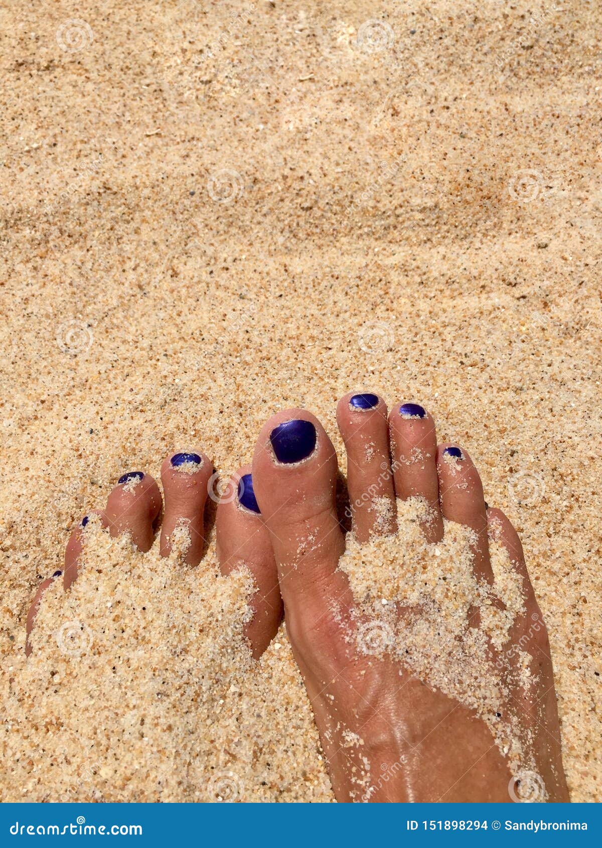 Feet in the sand stock photo. Image of colorblue, paintednails - 151898294