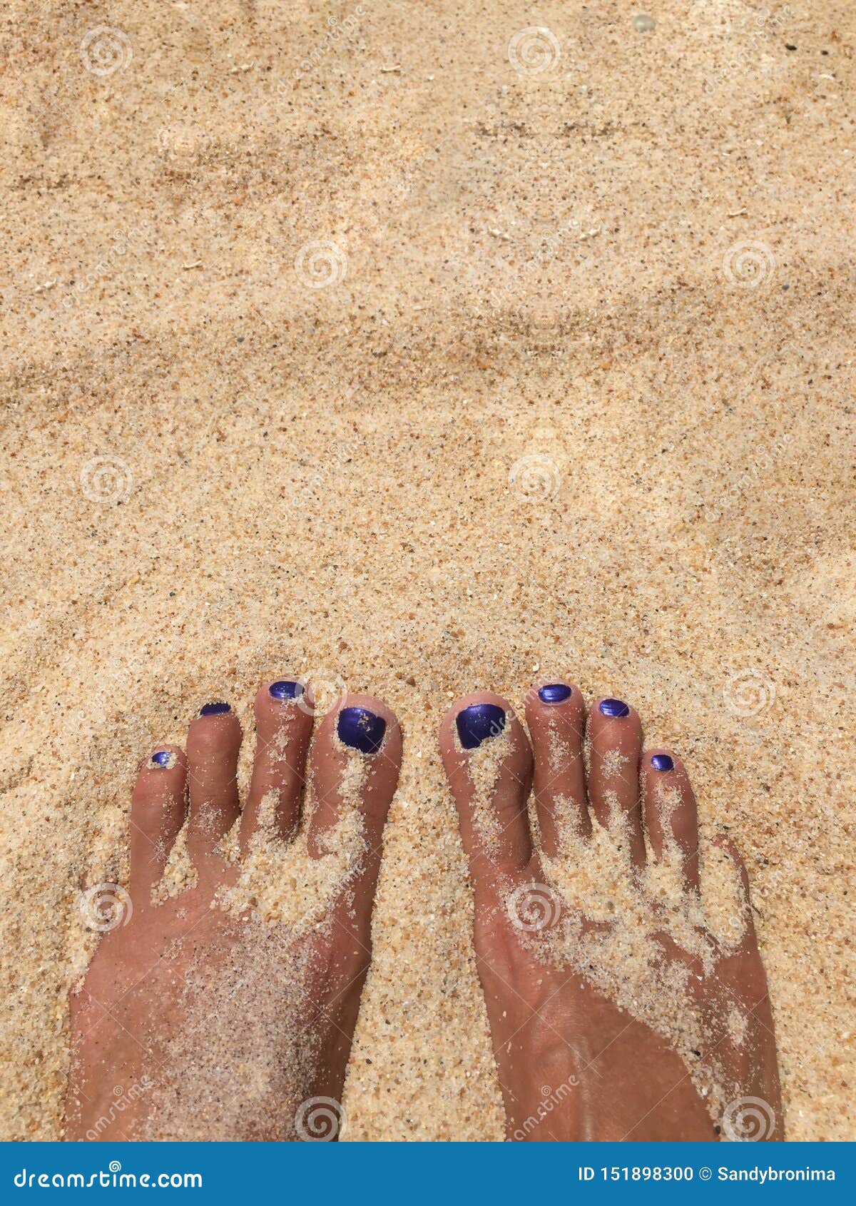 Feet in the sand stock photo. Image of paint, vacation - 151898300