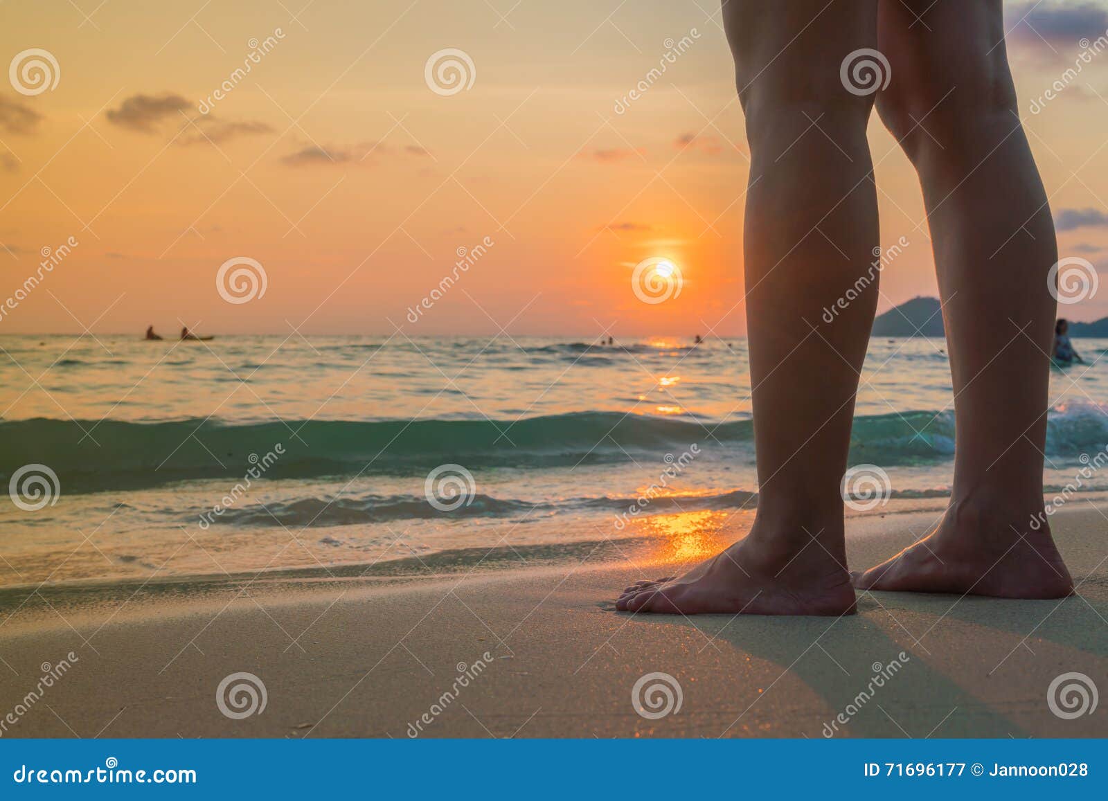 Feet on the Sand in Sunset Time. Stock Image - Image of beach, natural ...