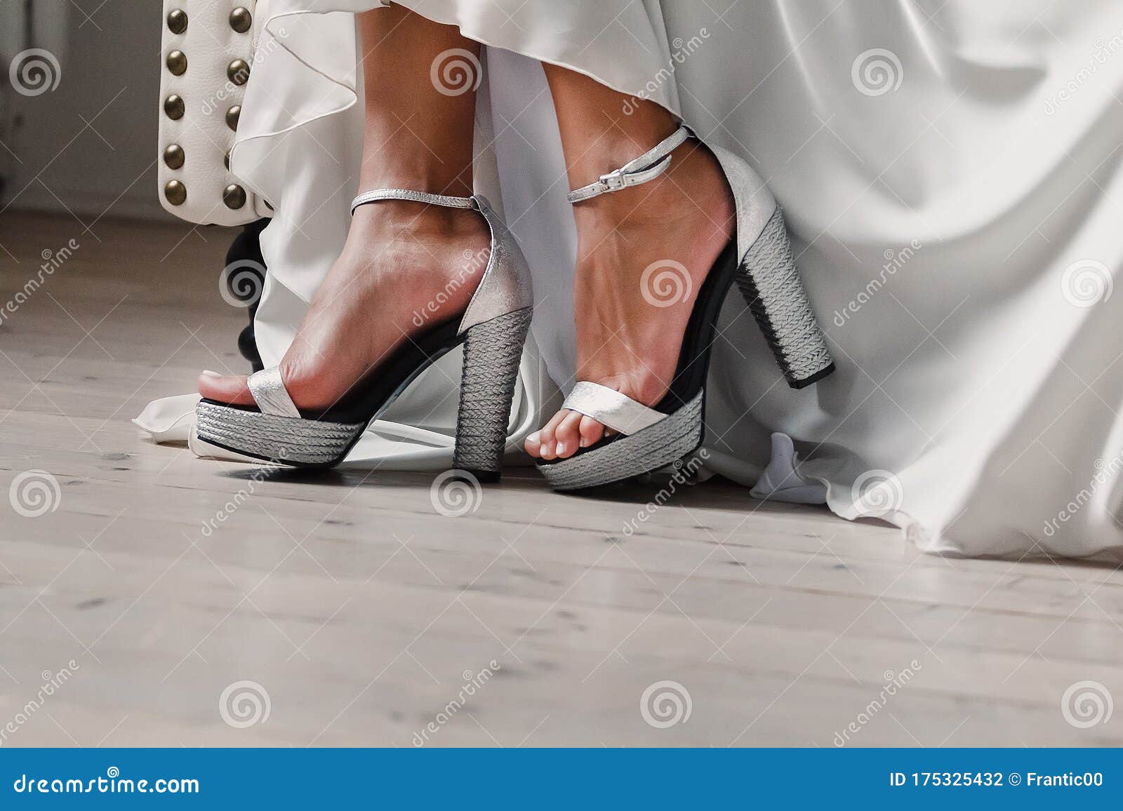 Feet in Sandals, Concept of Wedding Shoes Stock Photo - Image of luxury ...